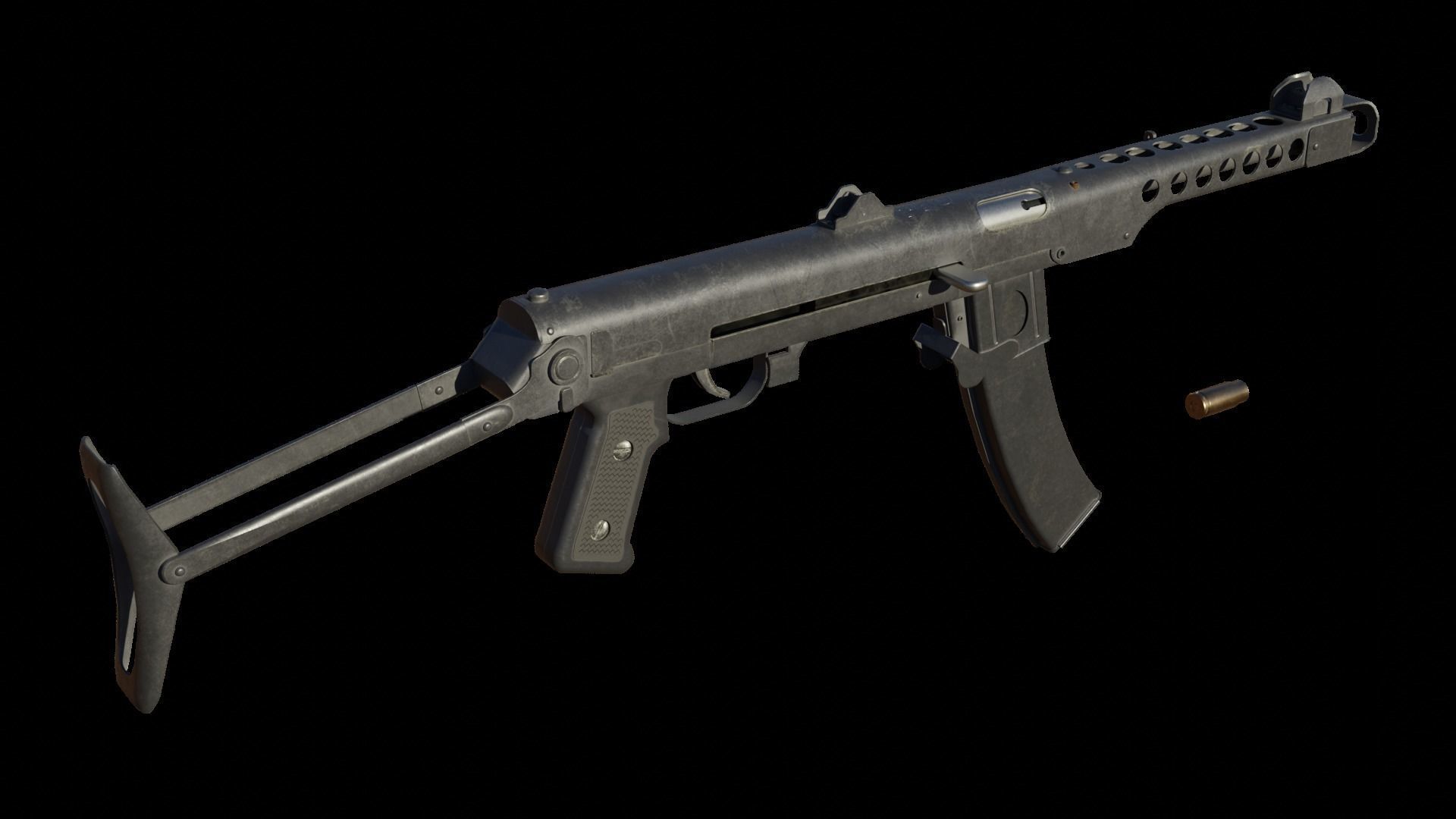 Submachine gun PPS 43 3D model rigged | CGTrader