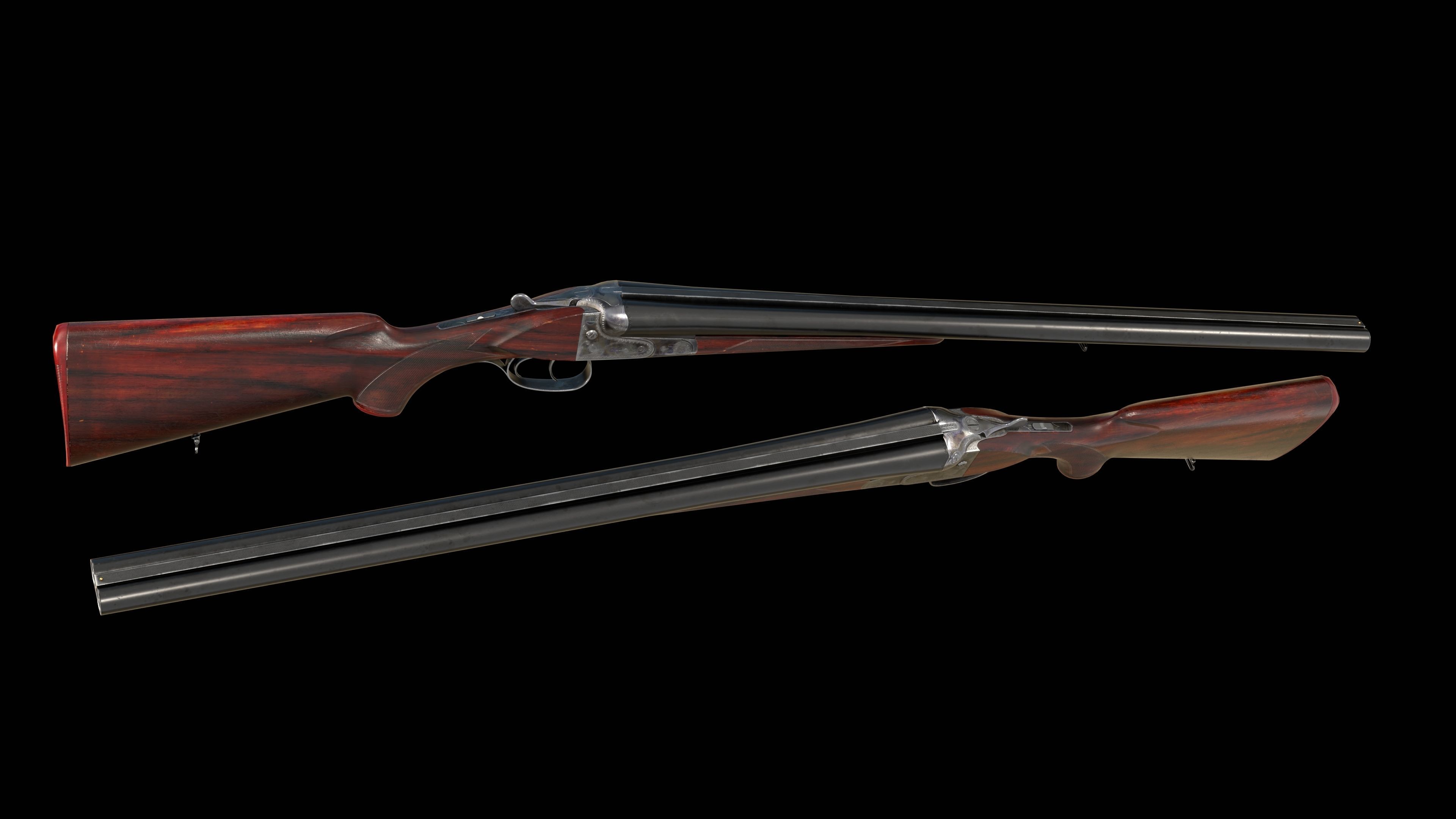 3D model Double barreled Shotgun 12 gauge Low Poly VR / AR / low-poly ...