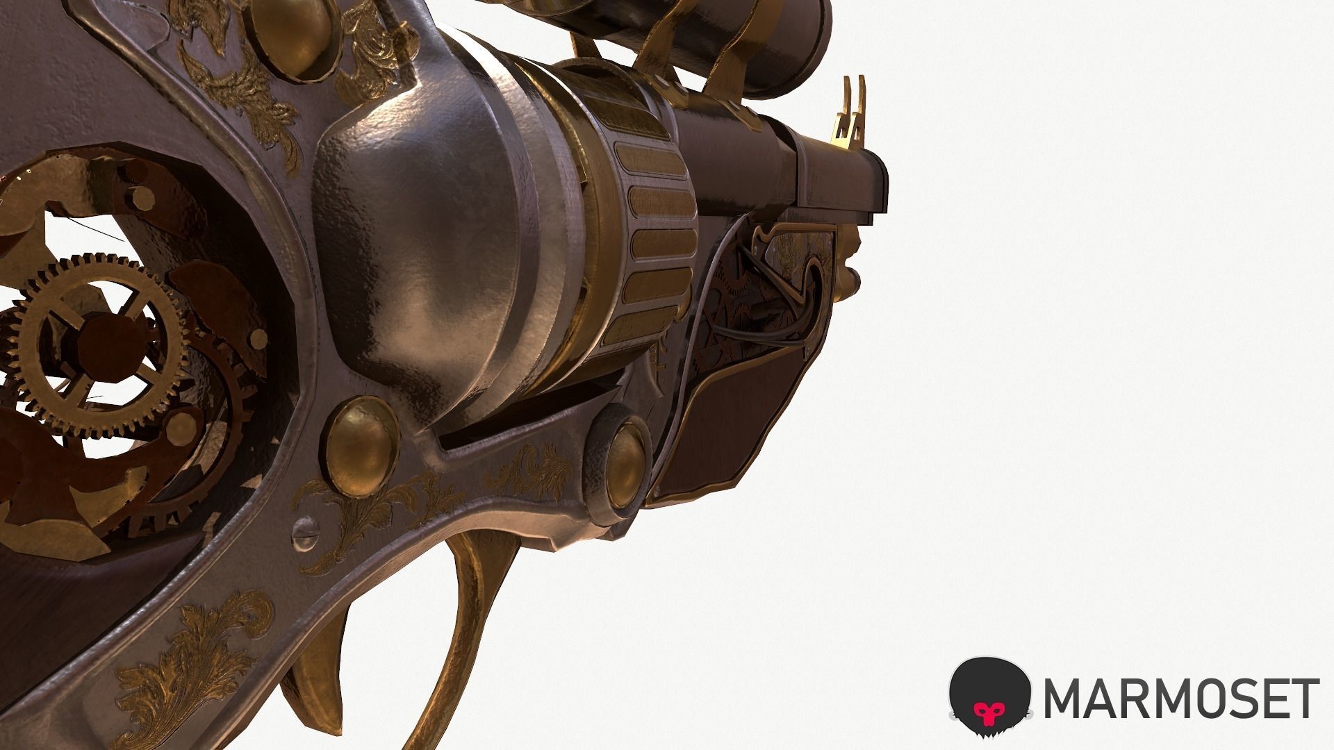 3D model Low-poly Steampunk Revolver VR / AR / low-poly | CGTrader