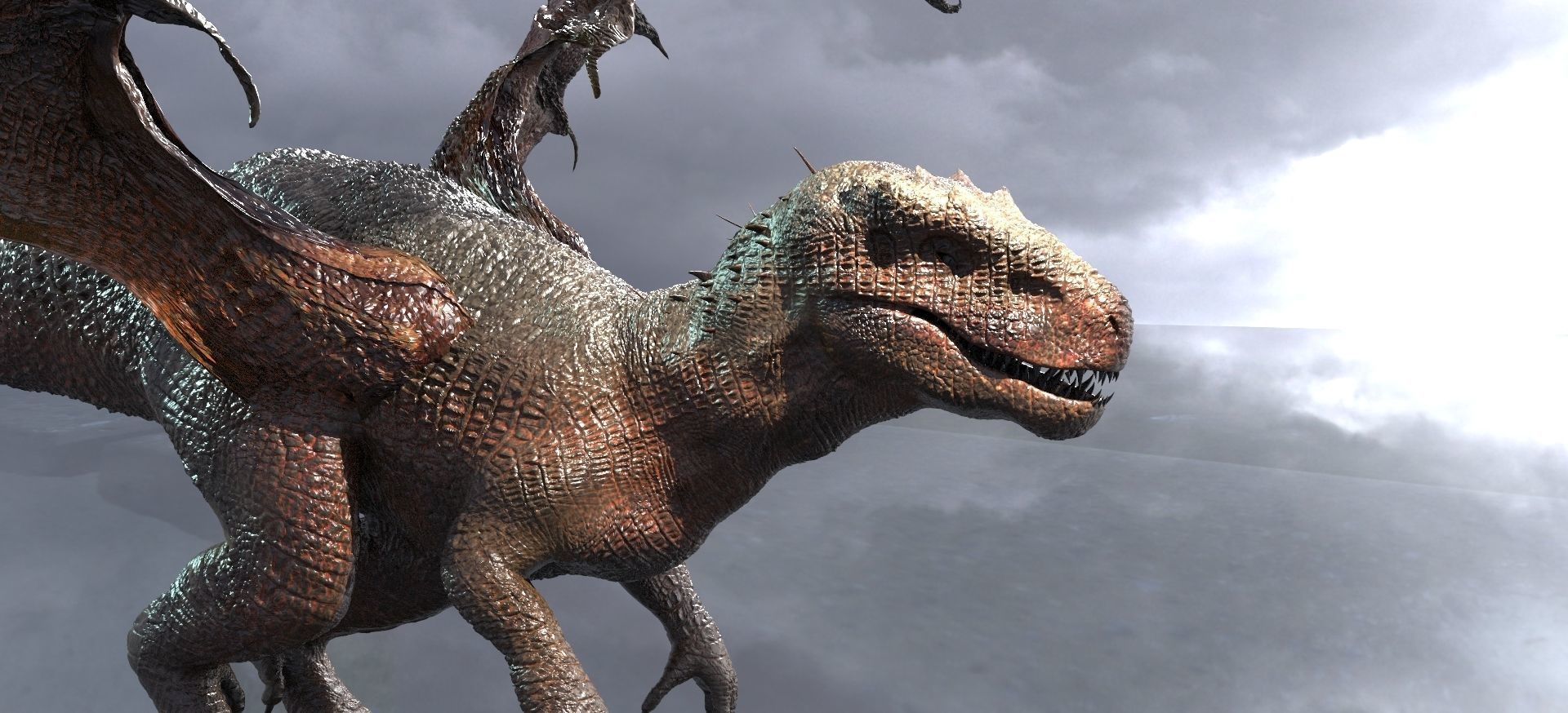 Ancient Jurassic Dragon with Mayan Temple Ruins 3D model | CGTrader