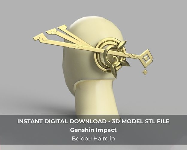 Genshin Impact Beidou Hair Clip 3D Model STL File 3D model 3D printable ...