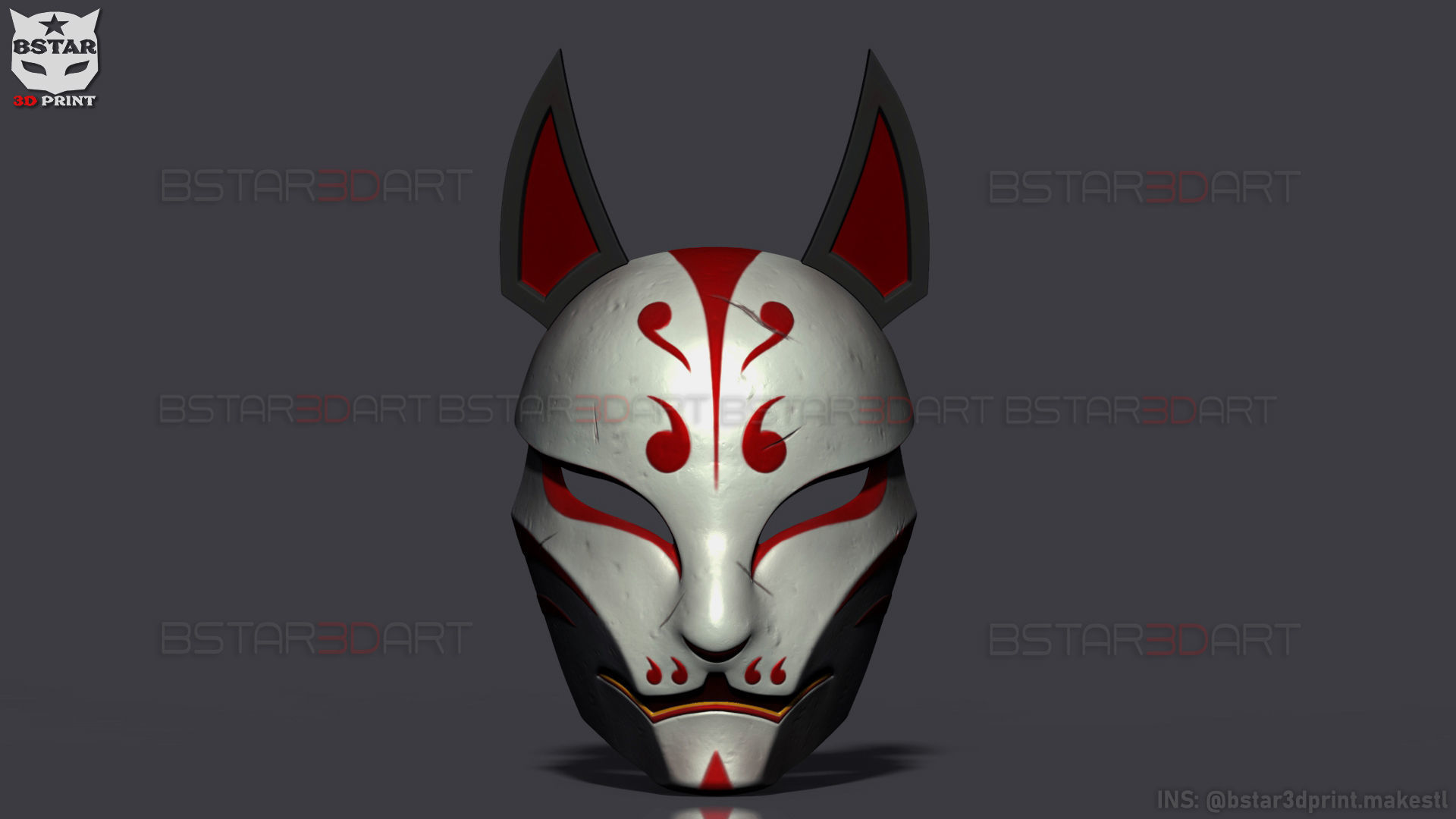 Aragami 2 Mask - Kitsune Mask - Halloween Cosplay 3D model 3D printable ...