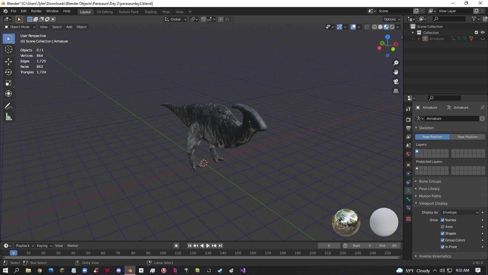3D model Textured Parasaur also known as parasaurolophus VR / AR / low ...