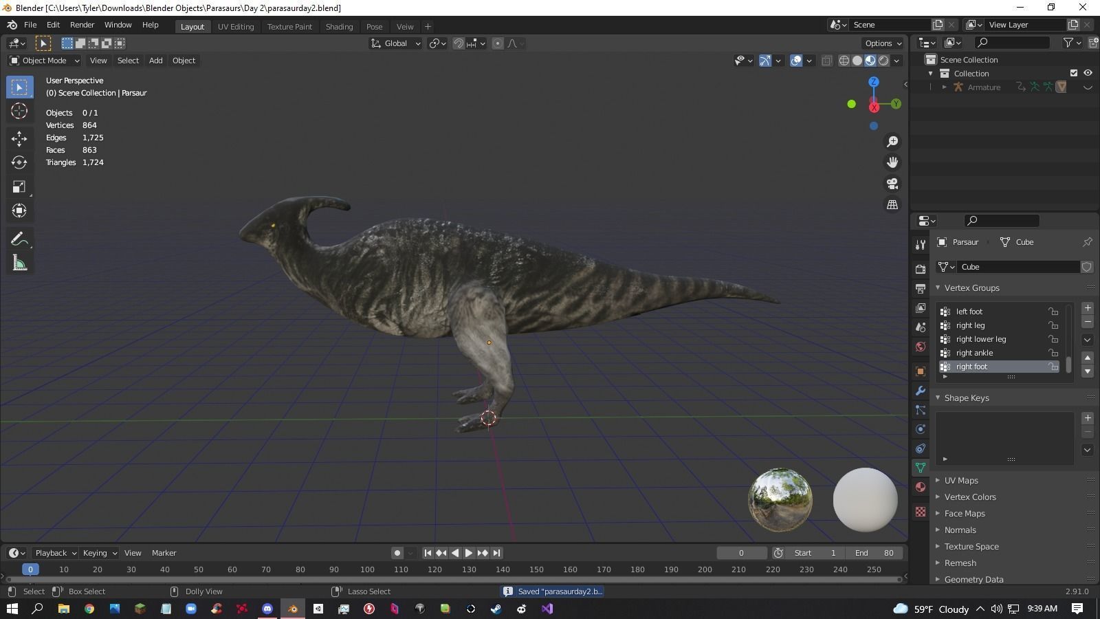 3D model Textured Parasaur also known as parasaurolophus VR / AR / low ...