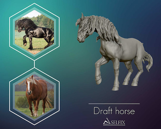 Draft horse model 3D model 3D printable | CGTrader