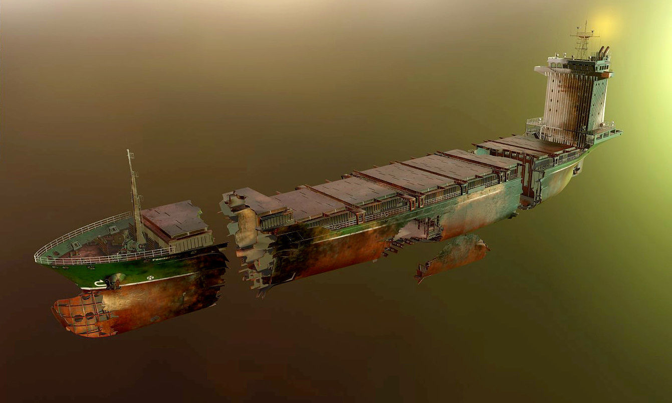 Burned and destroyed ship 3D model | CGTrader