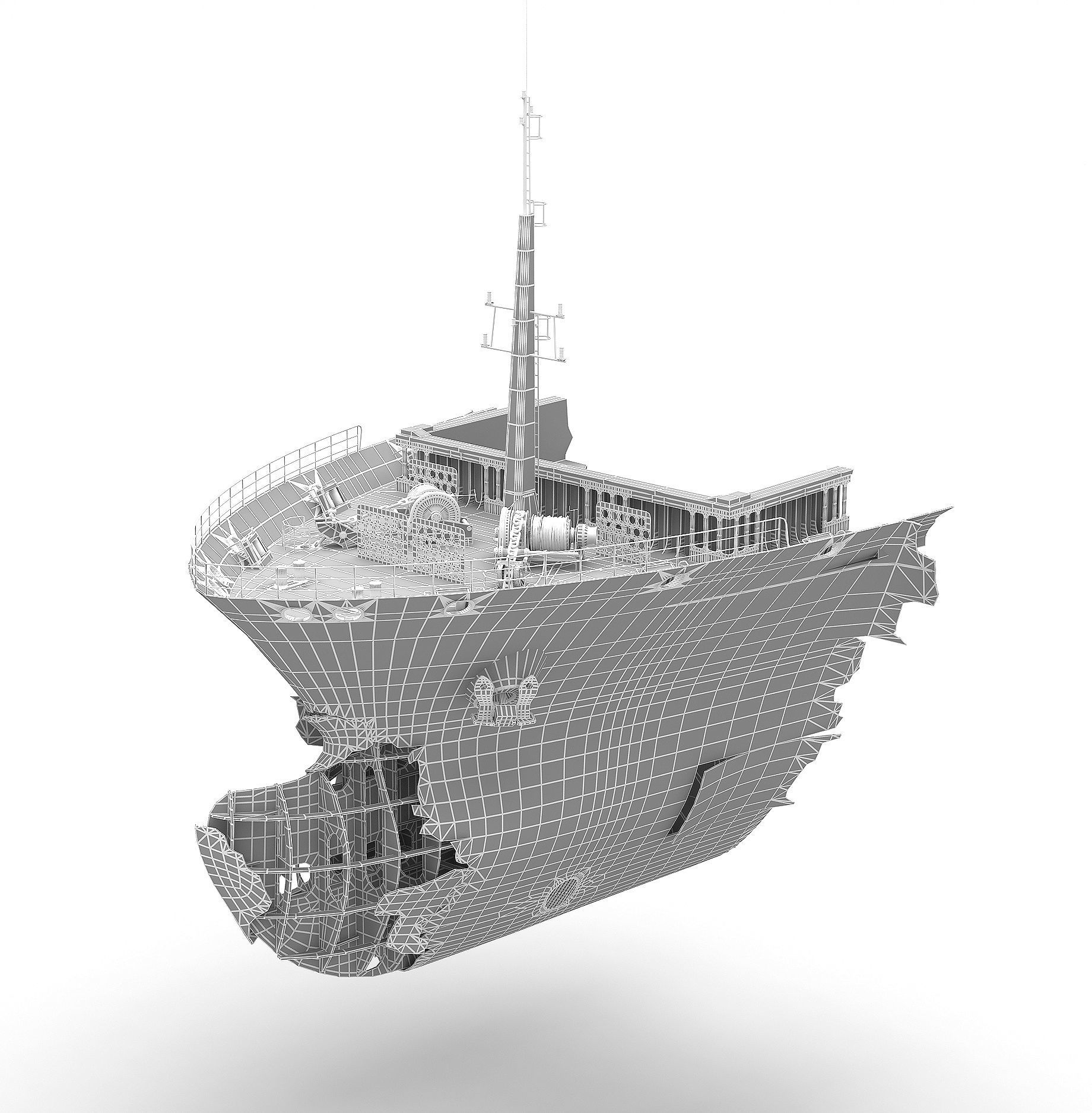 Burned and destroyed ship 3D model | CGTrader
