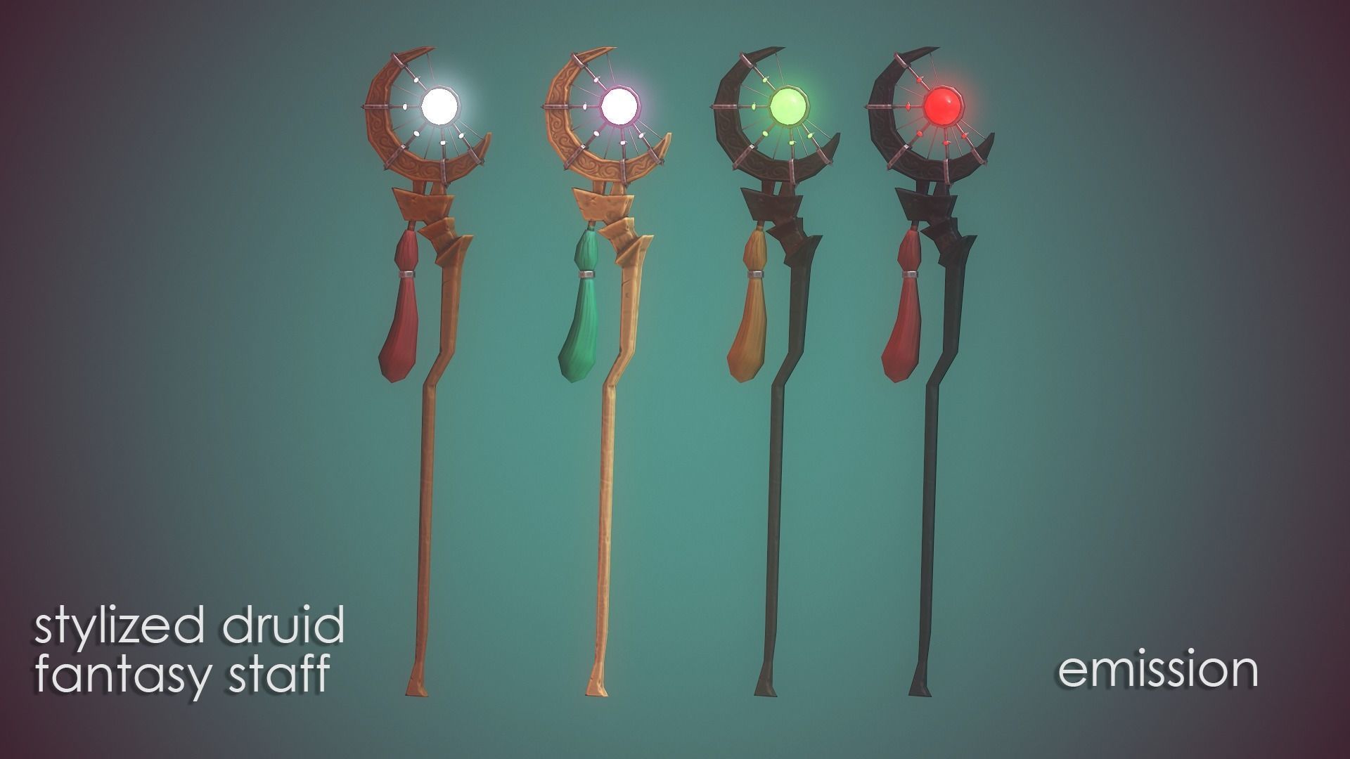 3D model Stylized Fantasy Druid Staff Collection Game-Ready VR / AR ...