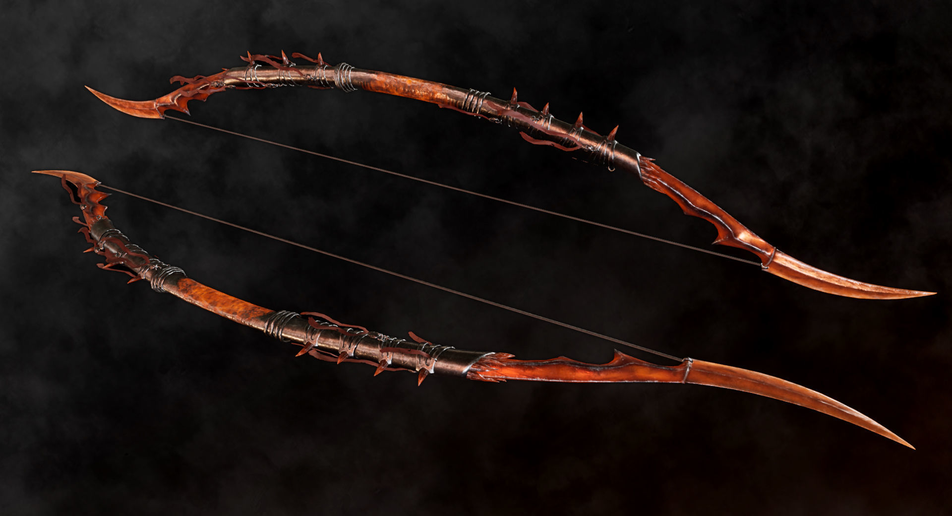 3D model Fire Bow - Dark Fantasy PBR game ready 3d weapon VR / AR / low ...