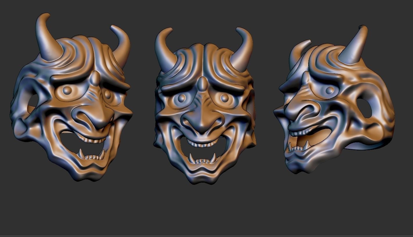 Hannya japanese mask Ring 3D model 3D printable | CGTrader