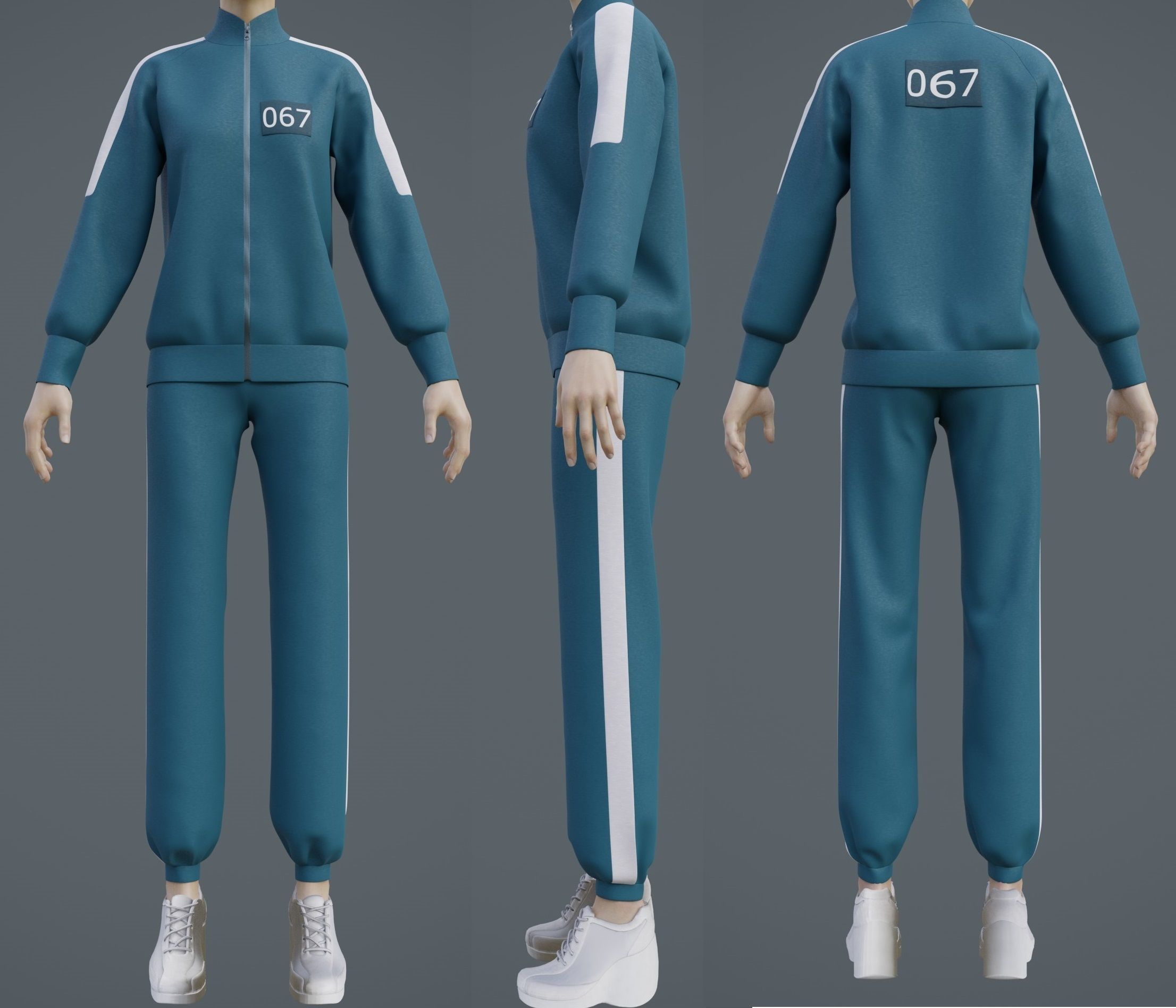Squid Game Players Uniform - 067 Female Tracksuit Costume 3D model ...