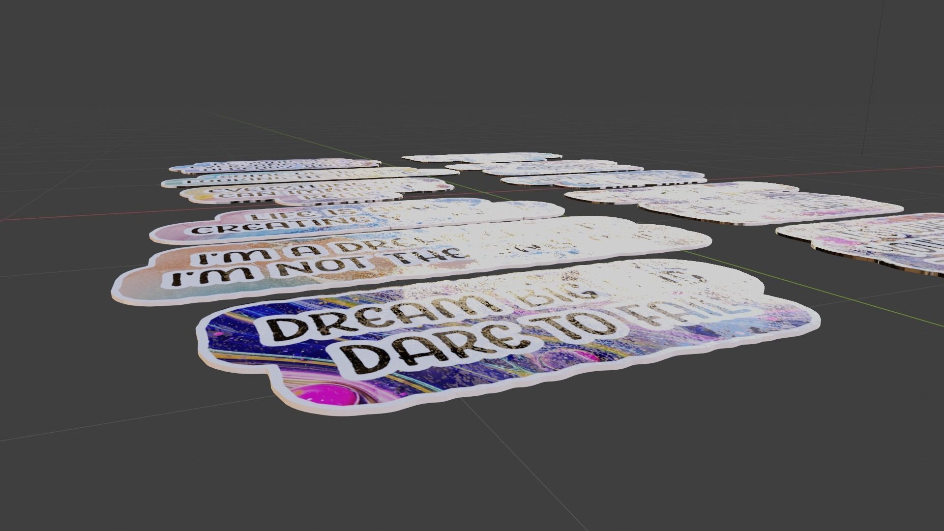 Texture 3D inspirational quotes stickers with textures decals VR / AR ...