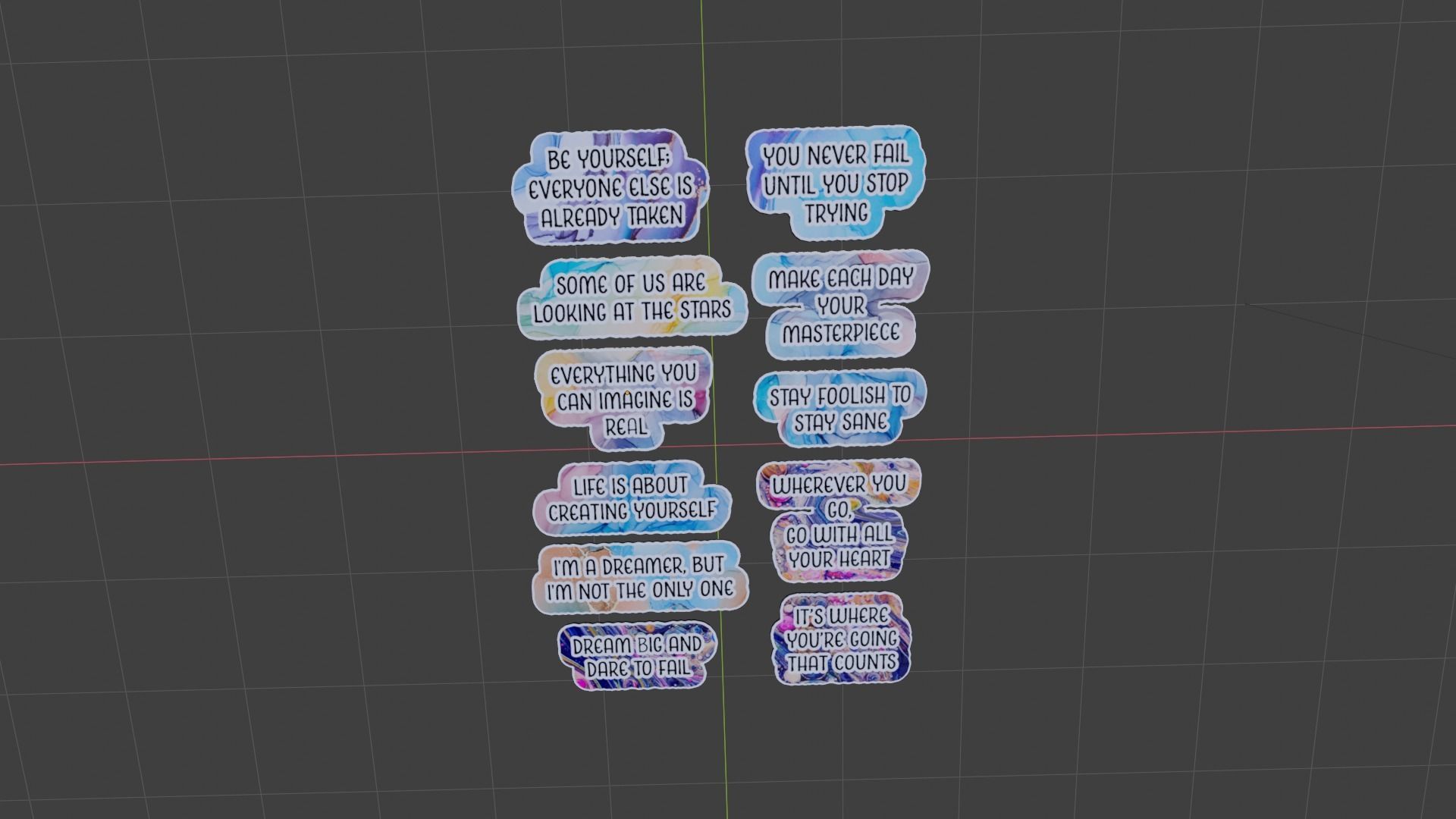 Texture 3D inspirational quotes stickers with textures decals VR / AR ...
