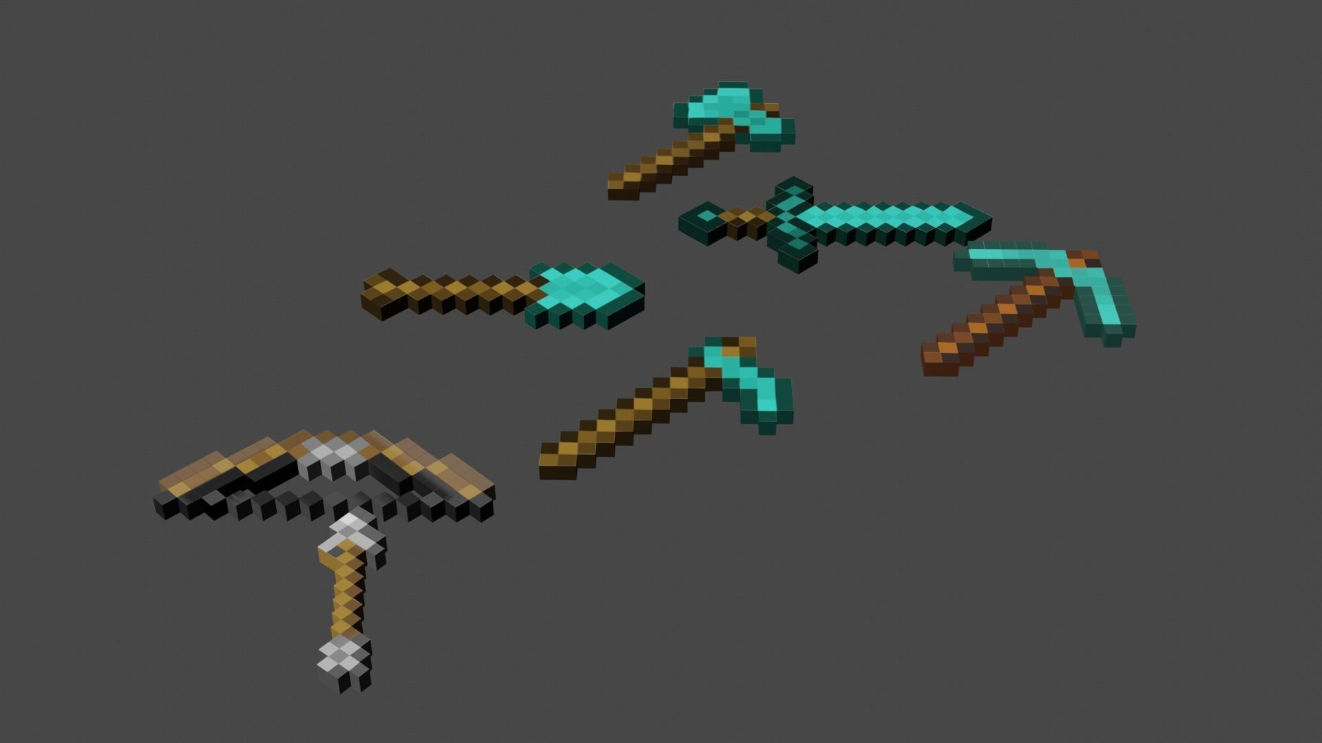 3D model MINECRAFT DIAMOND TOOL PACK 3D MODEL VR / AR / low-poly | CGTrader