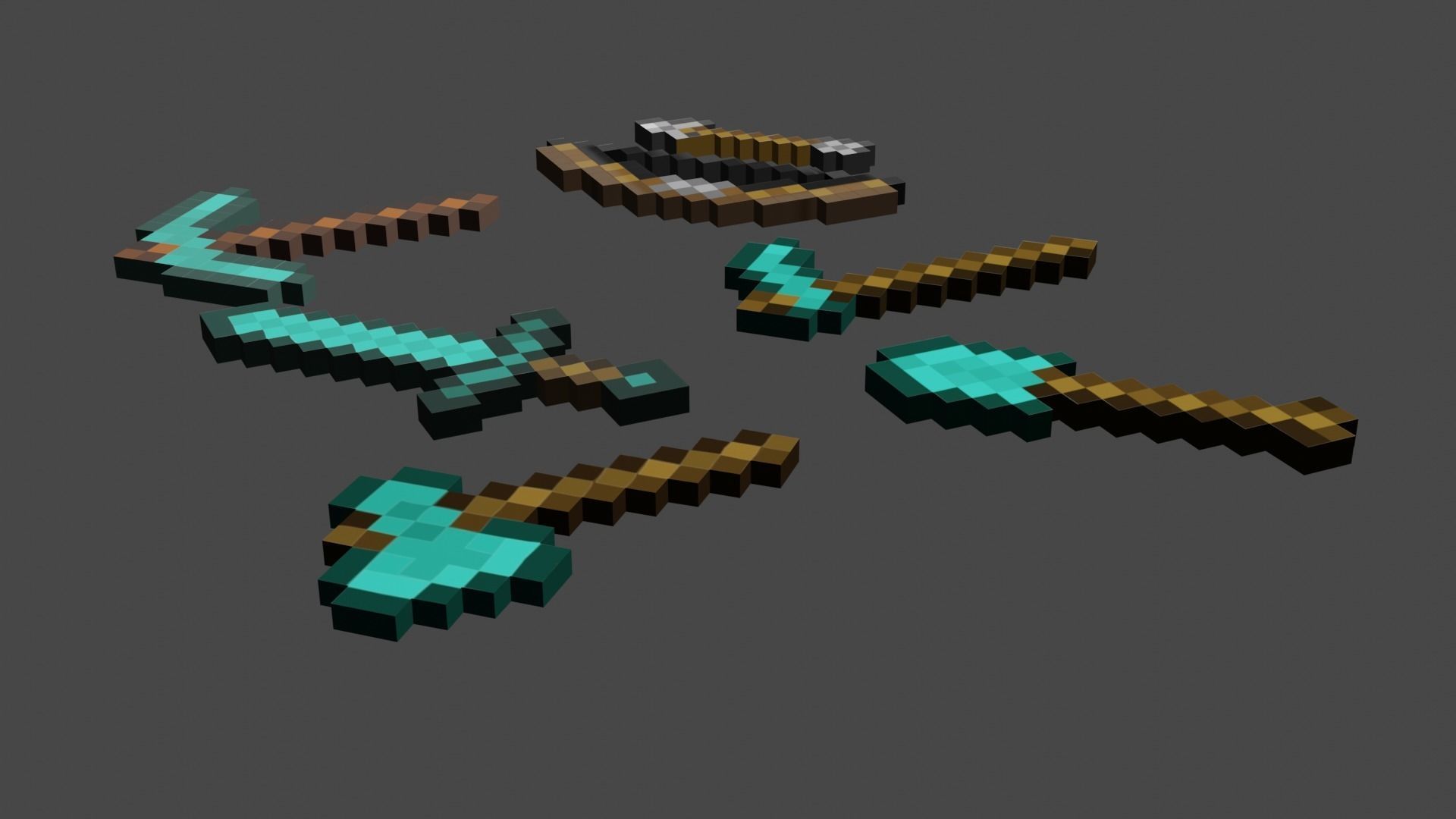 3D model MINECRAFT DIAMOND TOOL PACK 3D MODEL VR / AR / low-poly | CGTrader