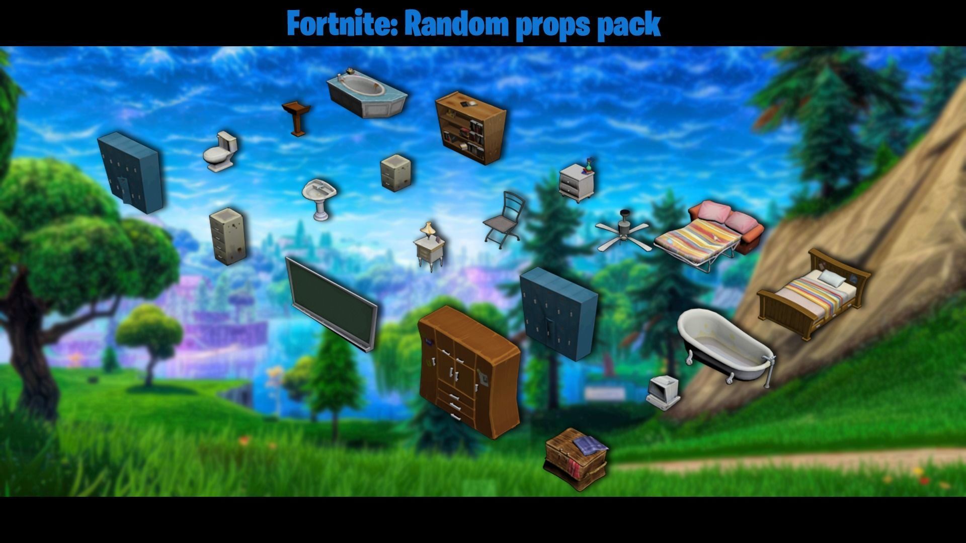 3D model Fortnite Random props pack VR / AR / low-poly | CGTrader