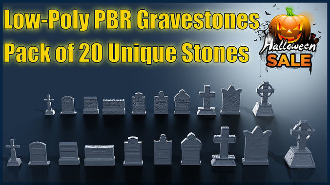 3D model Low Poly PBR Grave Stones VR / AR / low-poly | CGTrader