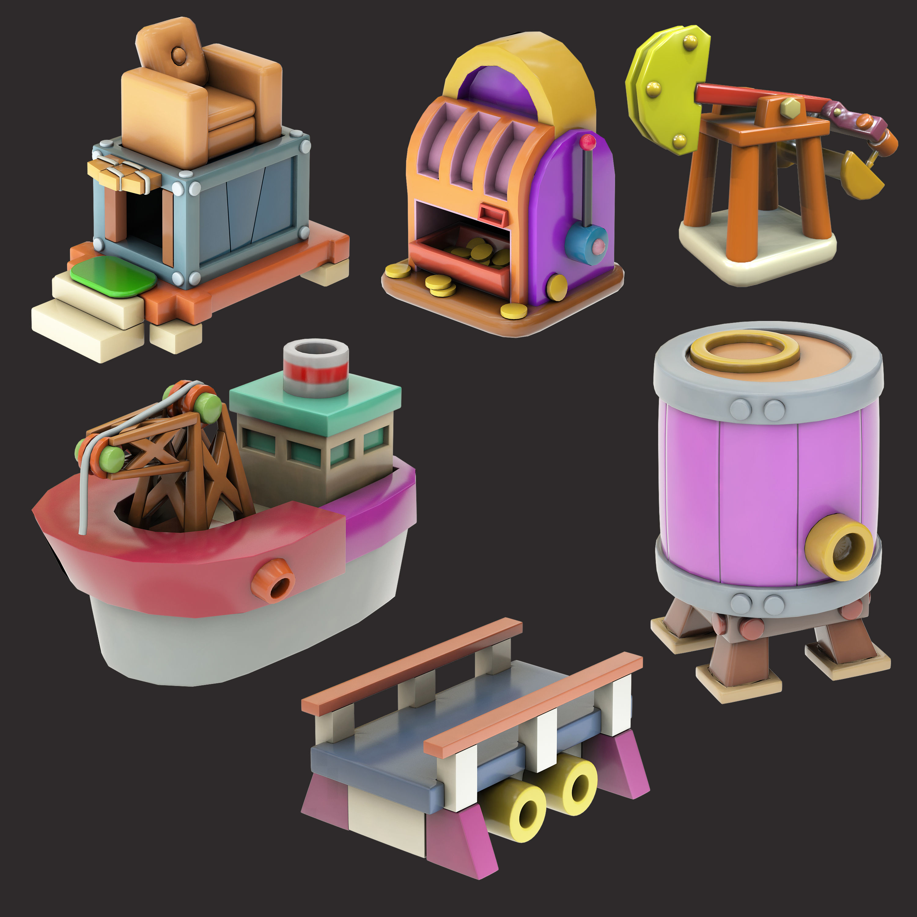 3D model low poly game assets pack 3d model VR / AR / low-poly | CGTrader