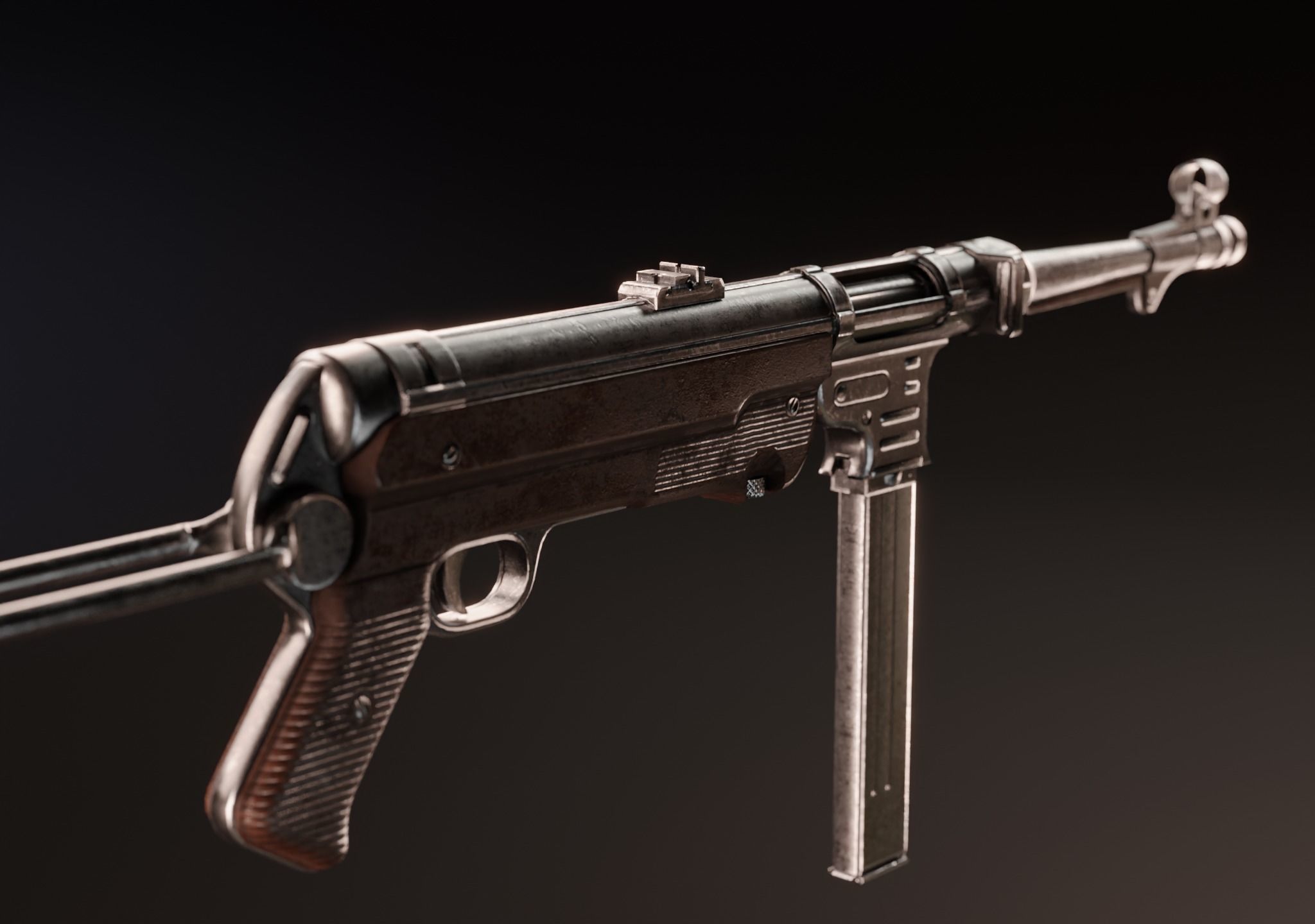 MP 40 - WW2 Submachine Gun - PBR Game Ready Low Poly free VR / AR / low ...