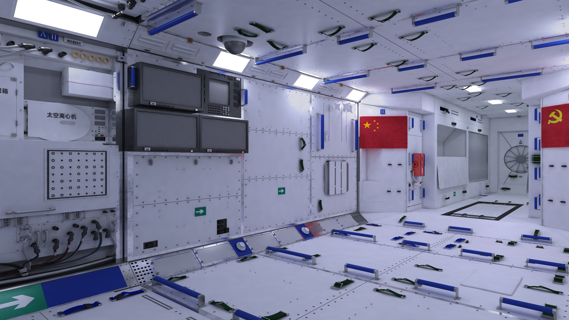 Chinese Space Station Tiangong Inside and outside 3D model animated ...