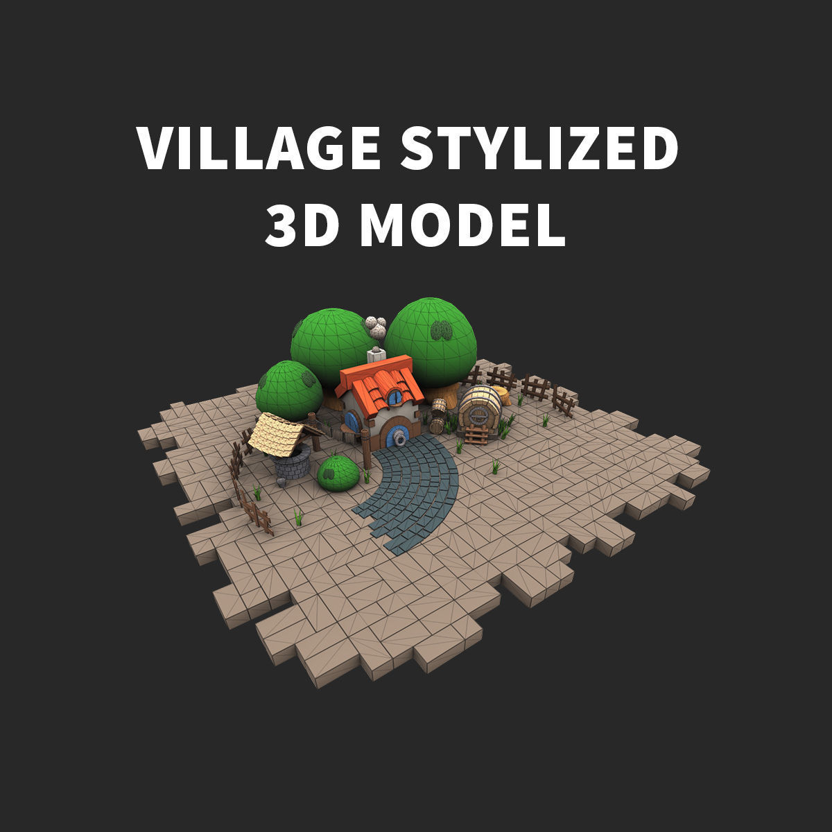 3D model village stylized 3d model VR / AR / low-poly | CGTrader