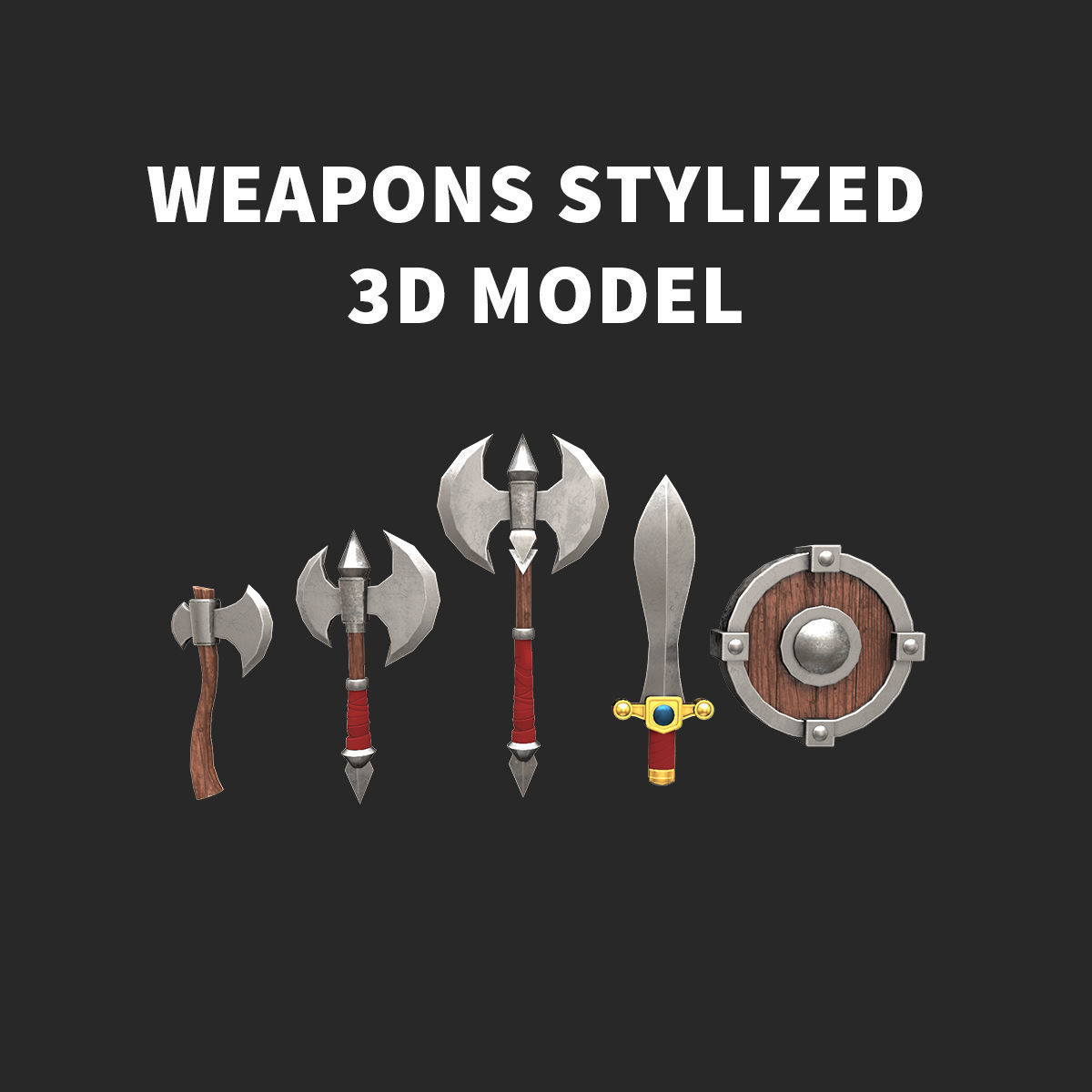 3D model medeval weapons stylized 3d model pack VR / AR / low-poly ...