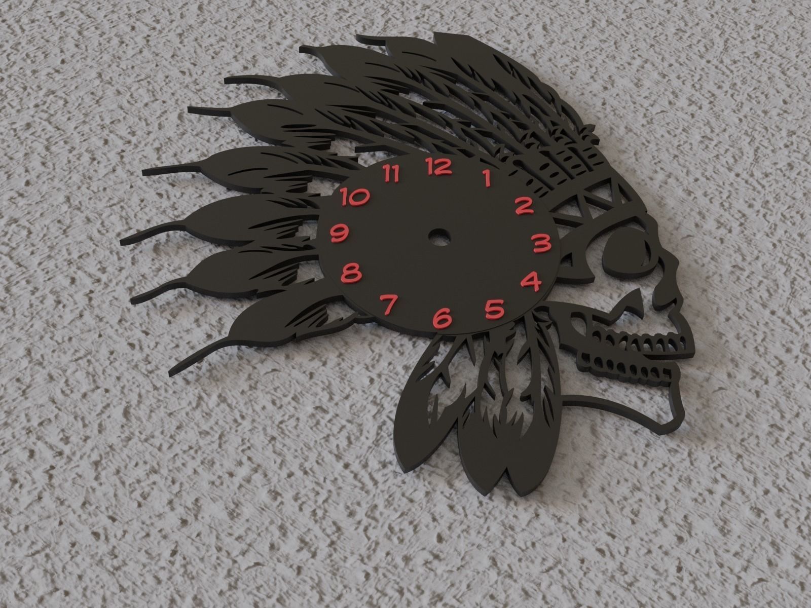 apache skull wall clock 3D model 3D printable | CGTrader