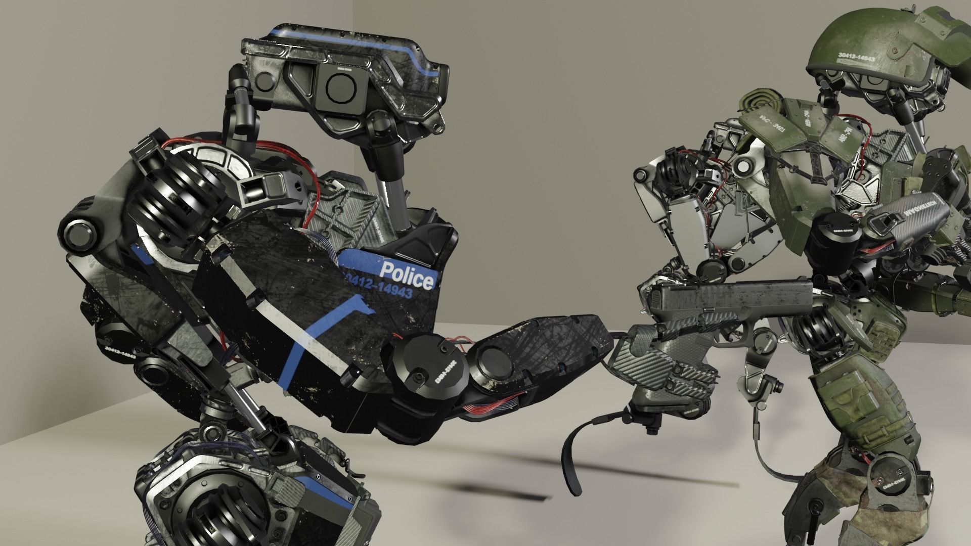 Humanoid Army and Police Robot free 3D model rigged | CGTrader