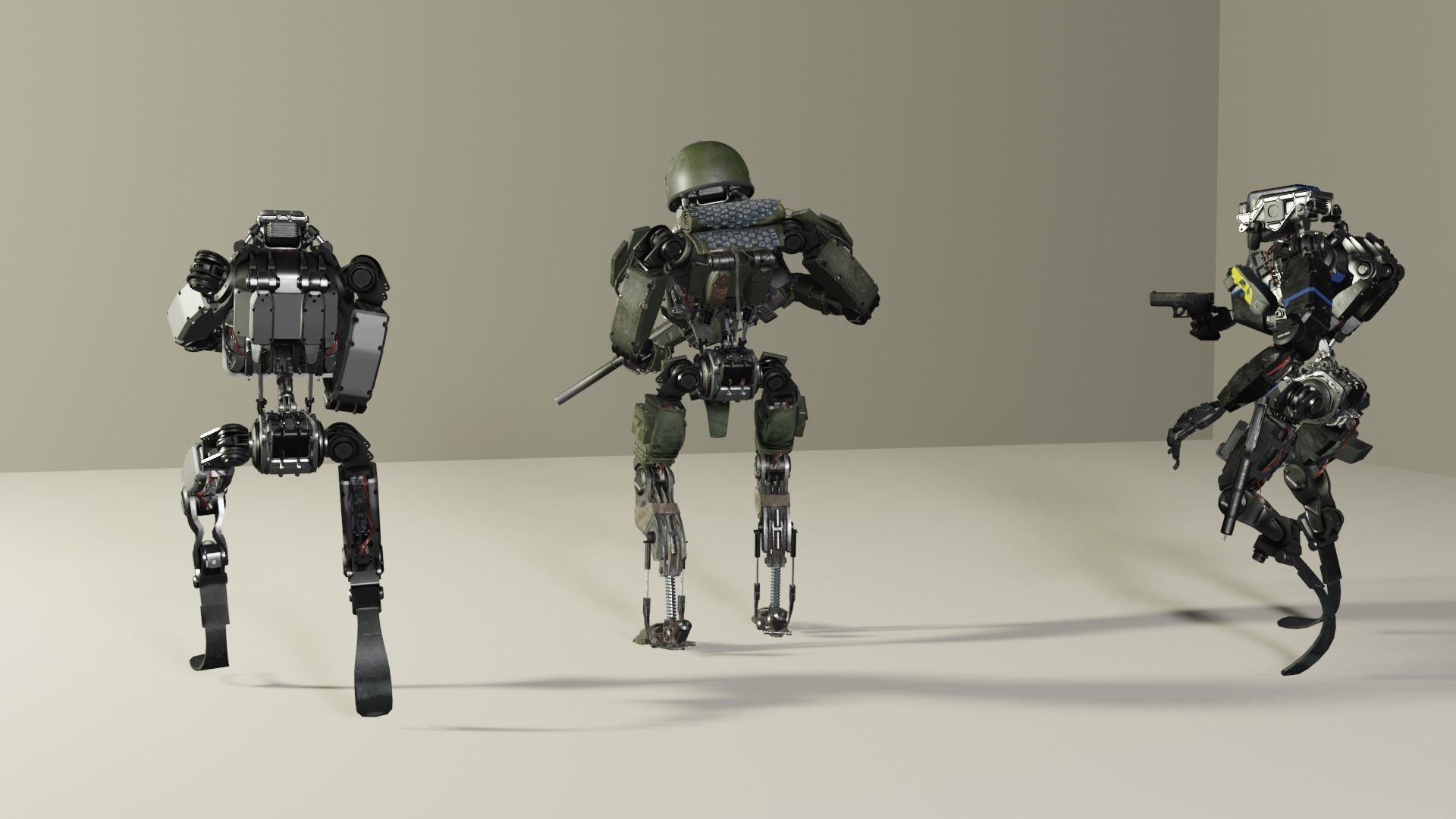 Humanoid Army and Police Robot free 3D model rigged | CGTrader
