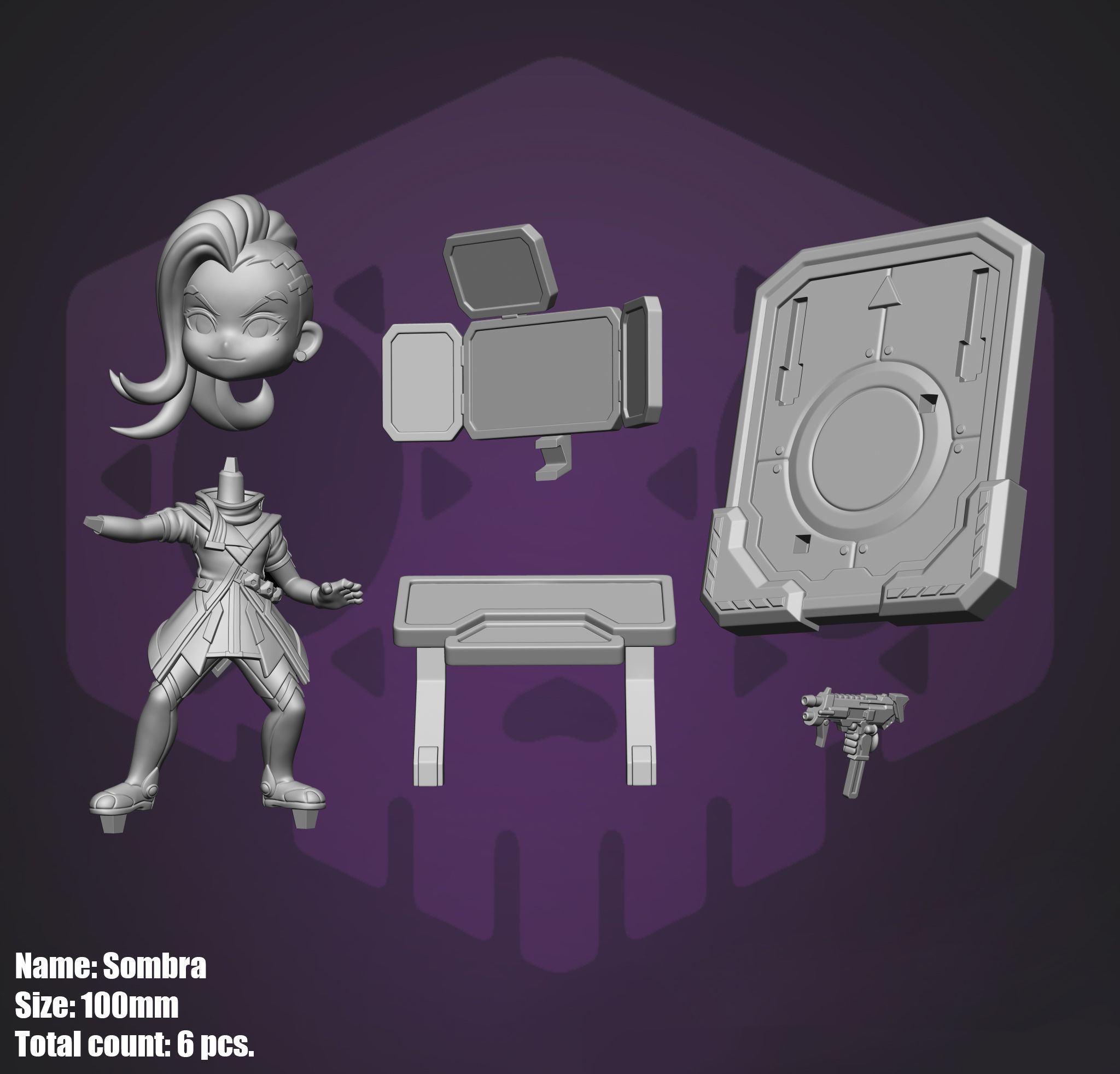 Overwatch Sombra Chibi 3D model 3D printable | CGTrader