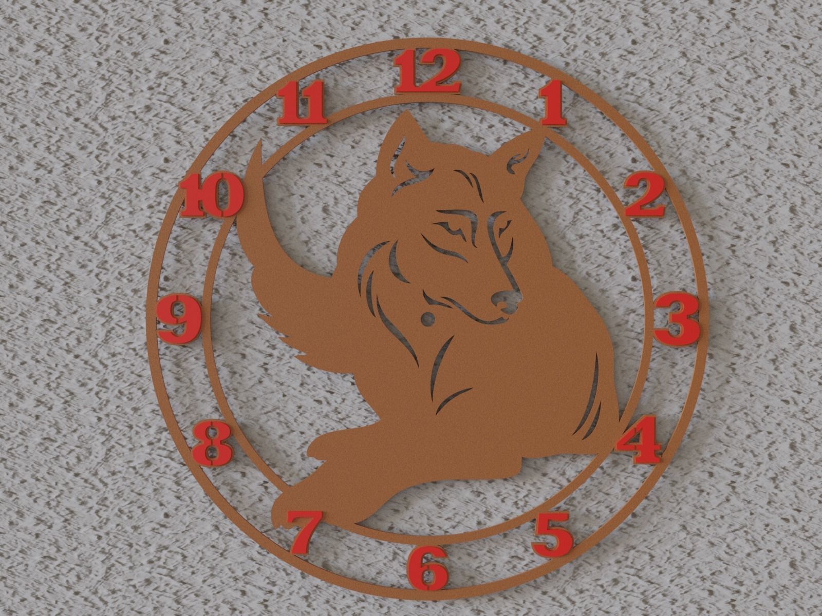 wolf wall clock 3D model 3D printable | CGTrader