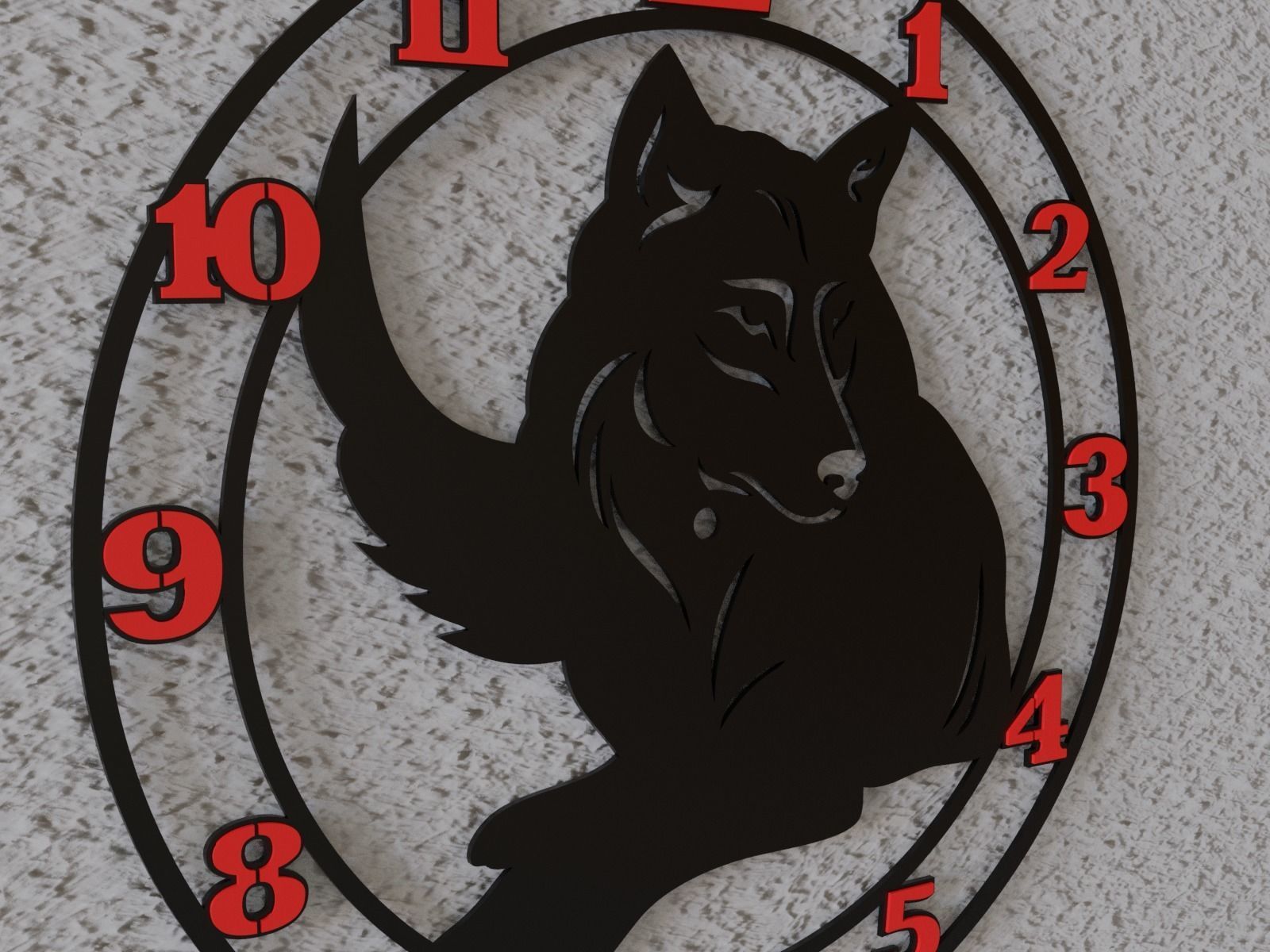 wolf wall clock 3D model 3D printable | CGTrader