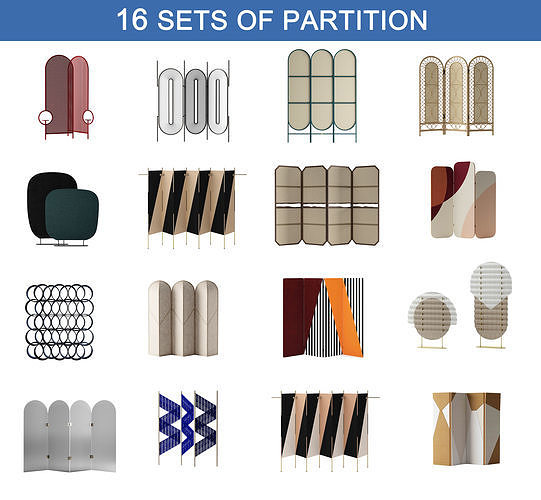 130 Sets Of Partition Furniture collection 3D model | CGTrader