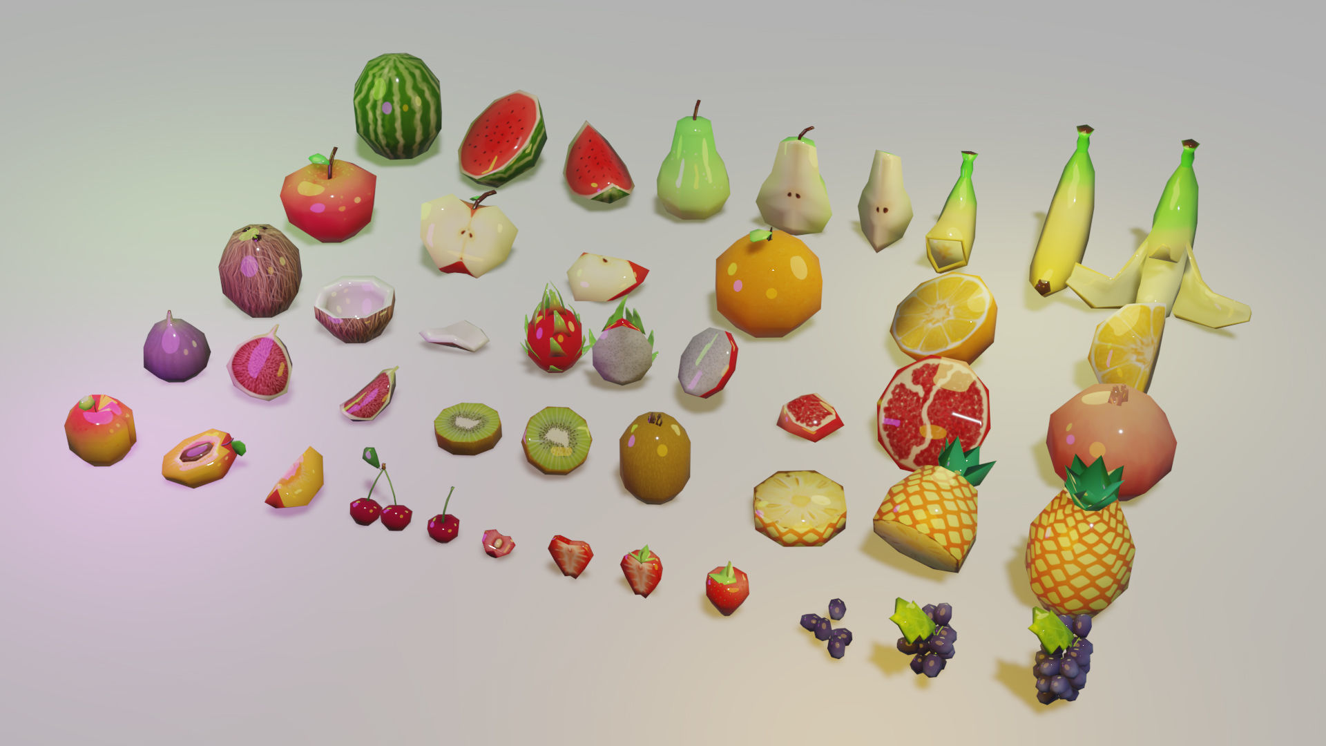 3D model Fruits Low-poly 3D Model VR / AR / low-poly | CGTrader
