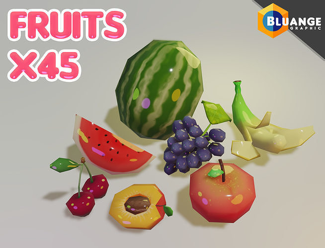 3D model Fruits Low-poly 3D Model VR / AR / low-poly | CGTrader