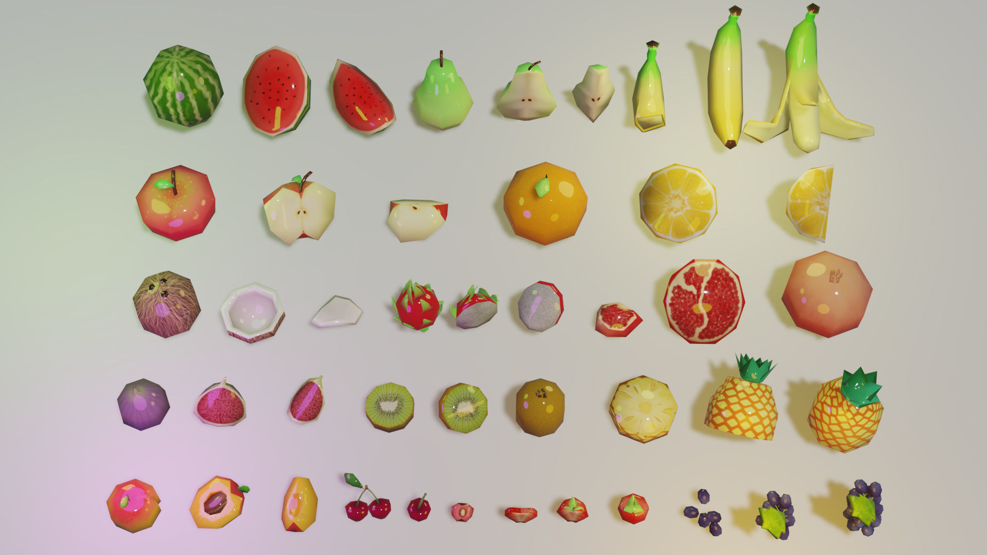 3D model Fruits Low-poly 3D Model VR / AR / low-poly | CGTrader