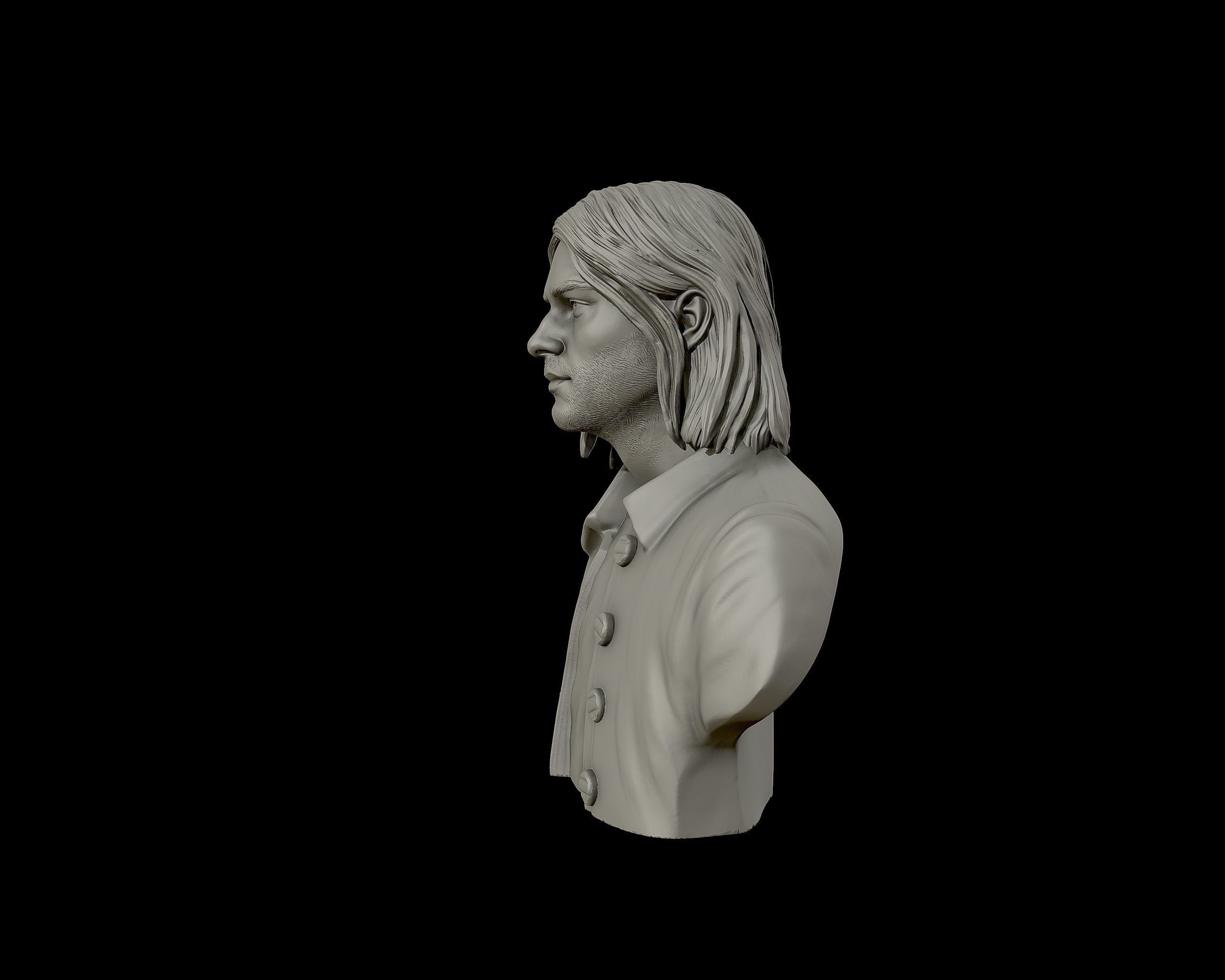 Kurt Cobain portrait sculpture 3D model 3D printable | CGTrader