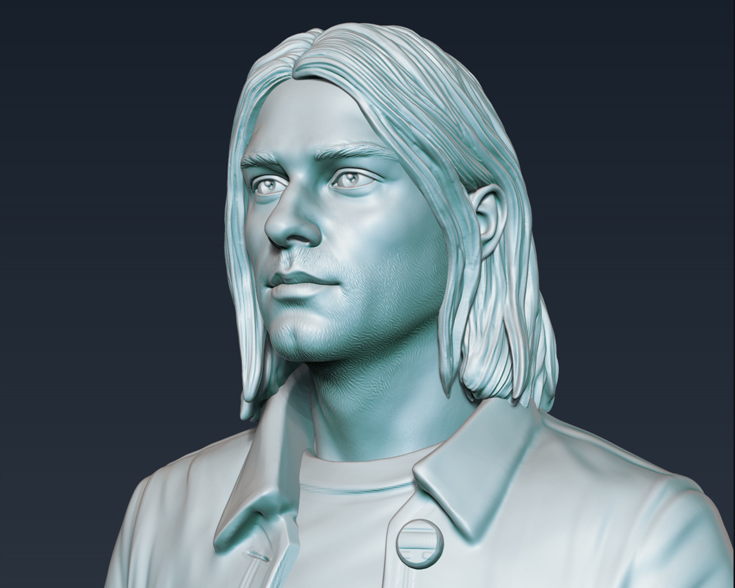 Kurt Cobain portrait sculpture 3D model 3D printable | CGTrader