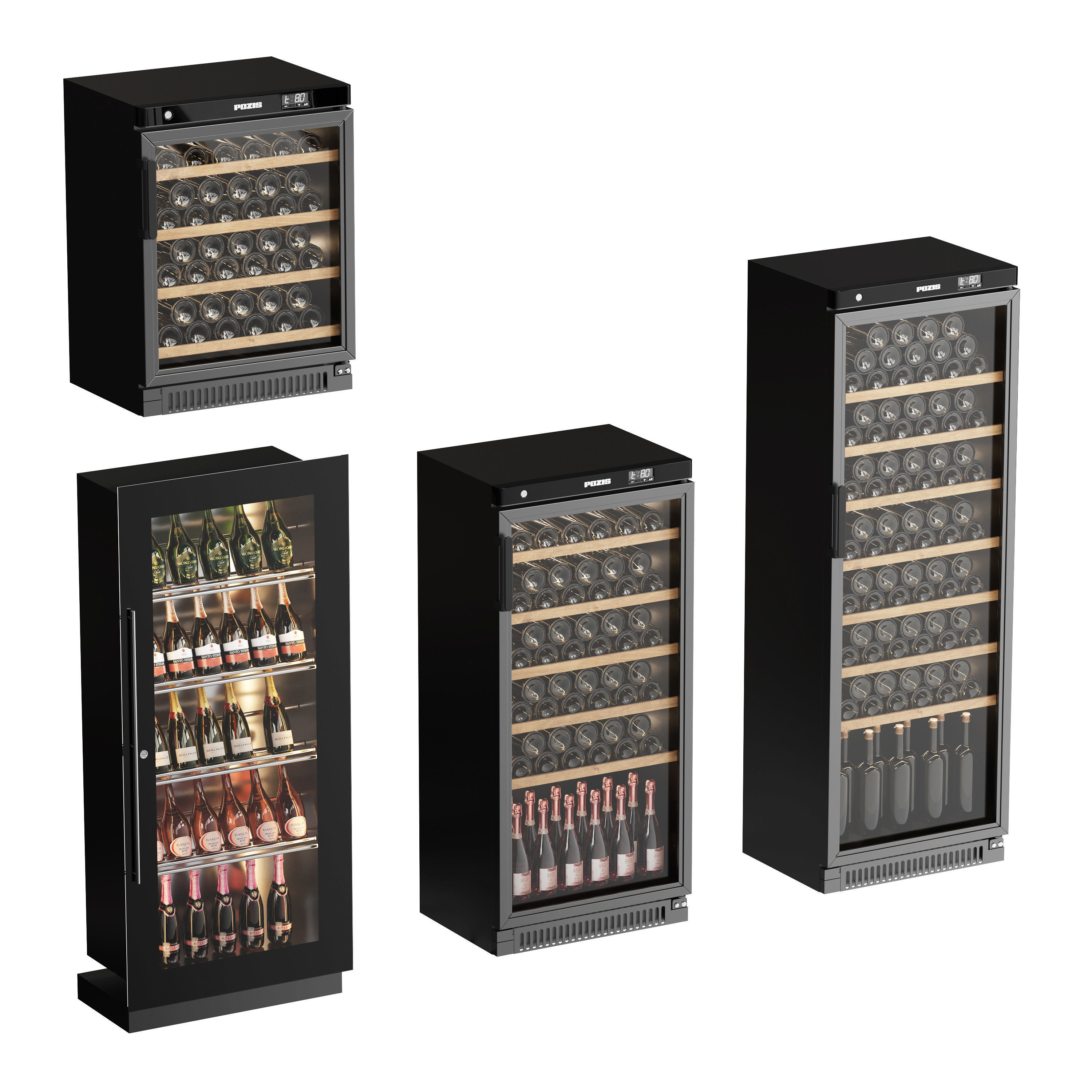 POZIS wine showcase-refrigerators with lighting - 4 models 3D model ...