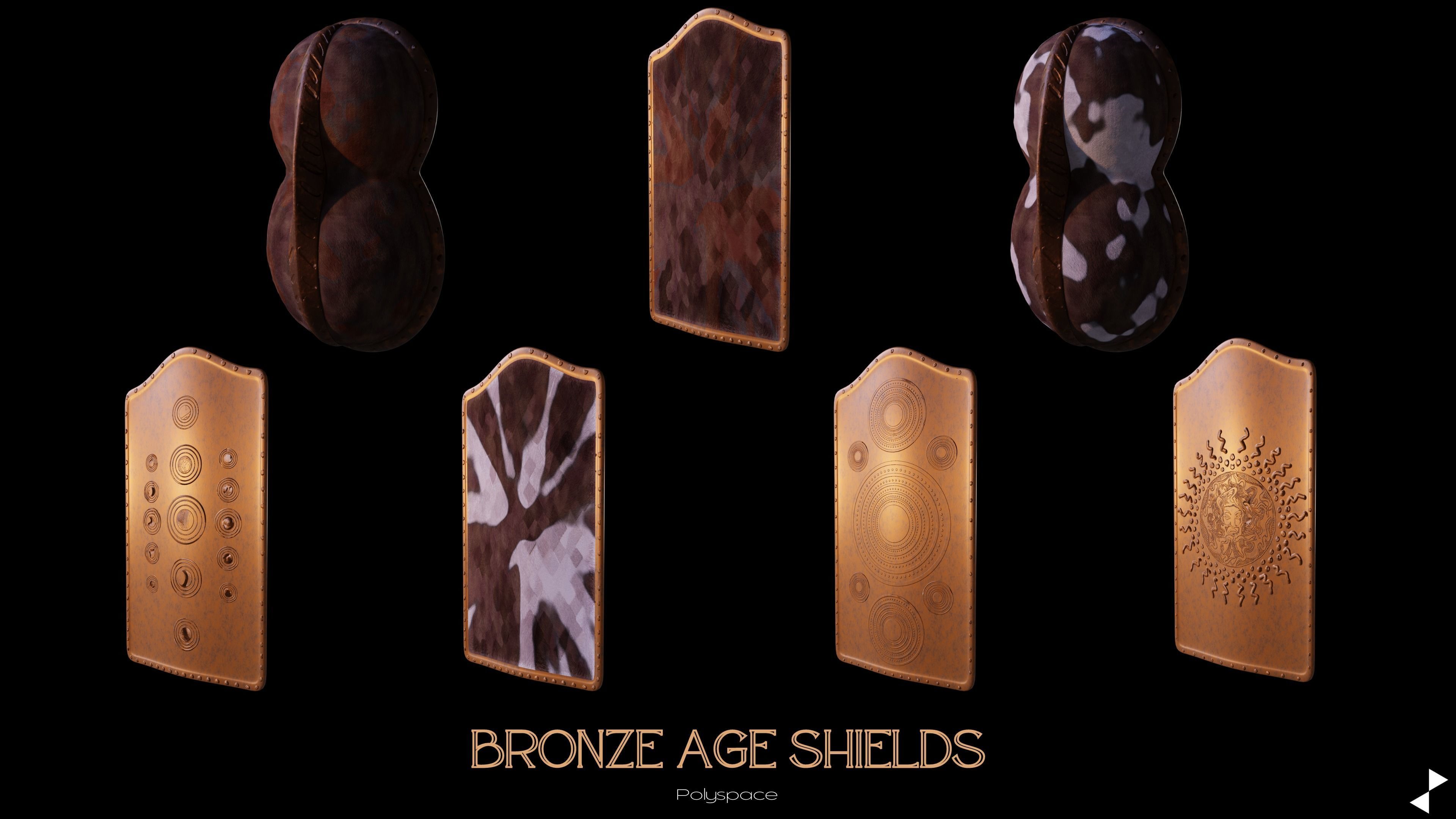 Bronze Age Shield Pack 3D model | CGTrader
