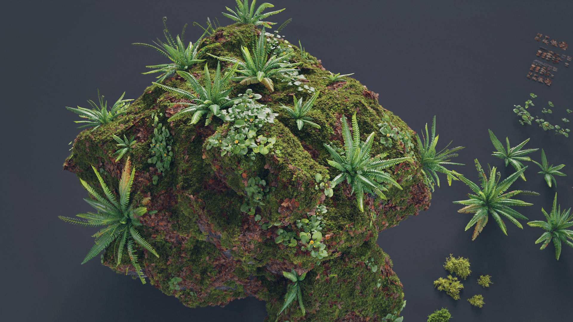 3D model Moss Biome Ground Scatter - 3D AssetKit PBR VR / AR / low-poly ...