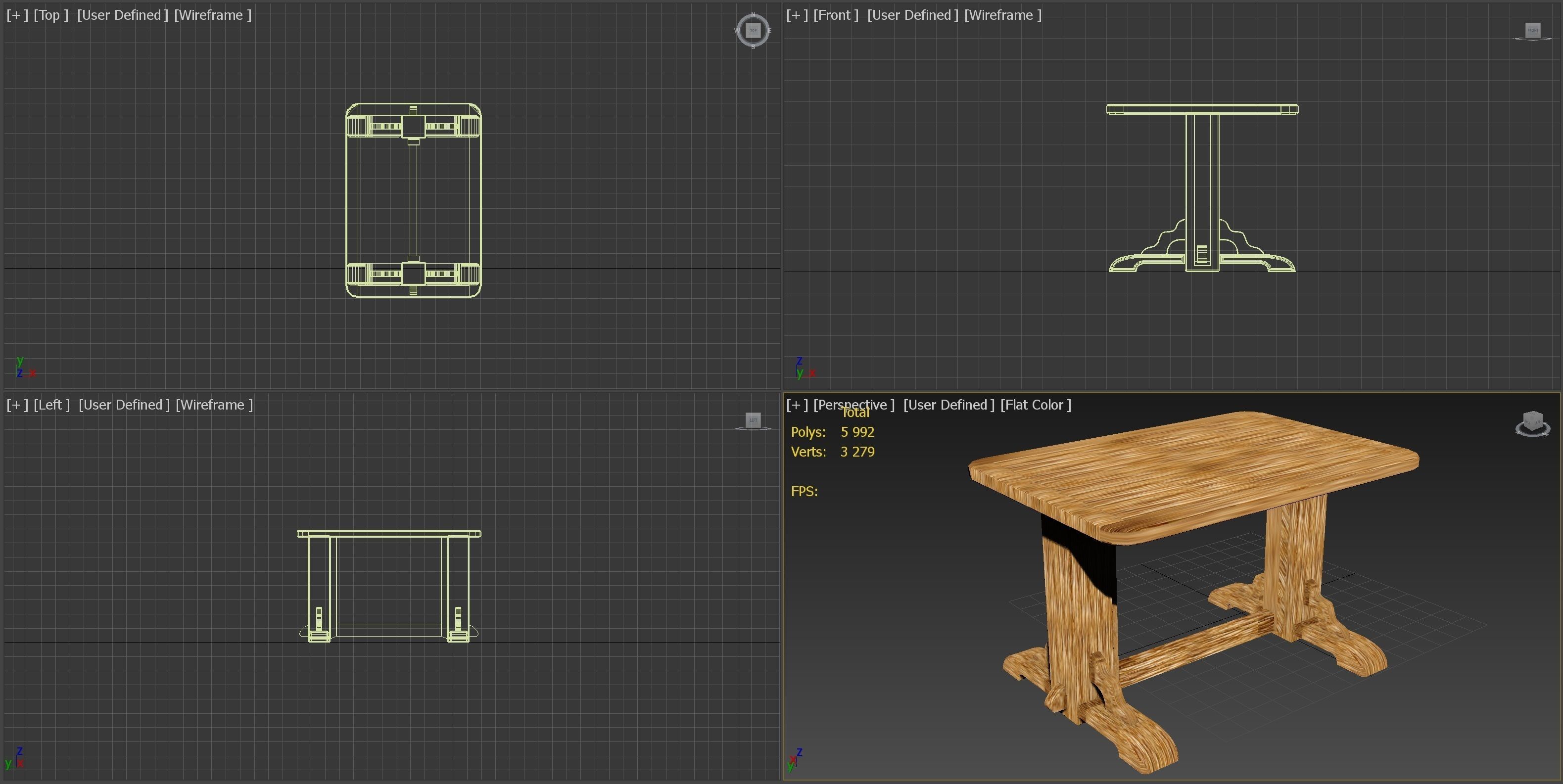 Pinewood Table 3D model | CGTrader