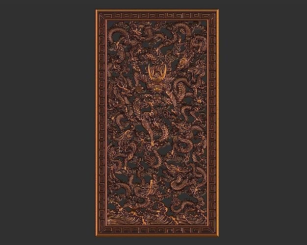 dragons wooden panel with dragon 3D model 3D printable | CGTrader