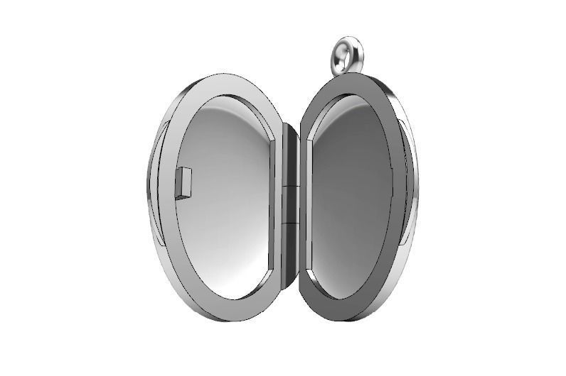 Oval locket with integrated hinge and clasp - 23mm tall 3D model 3D ...