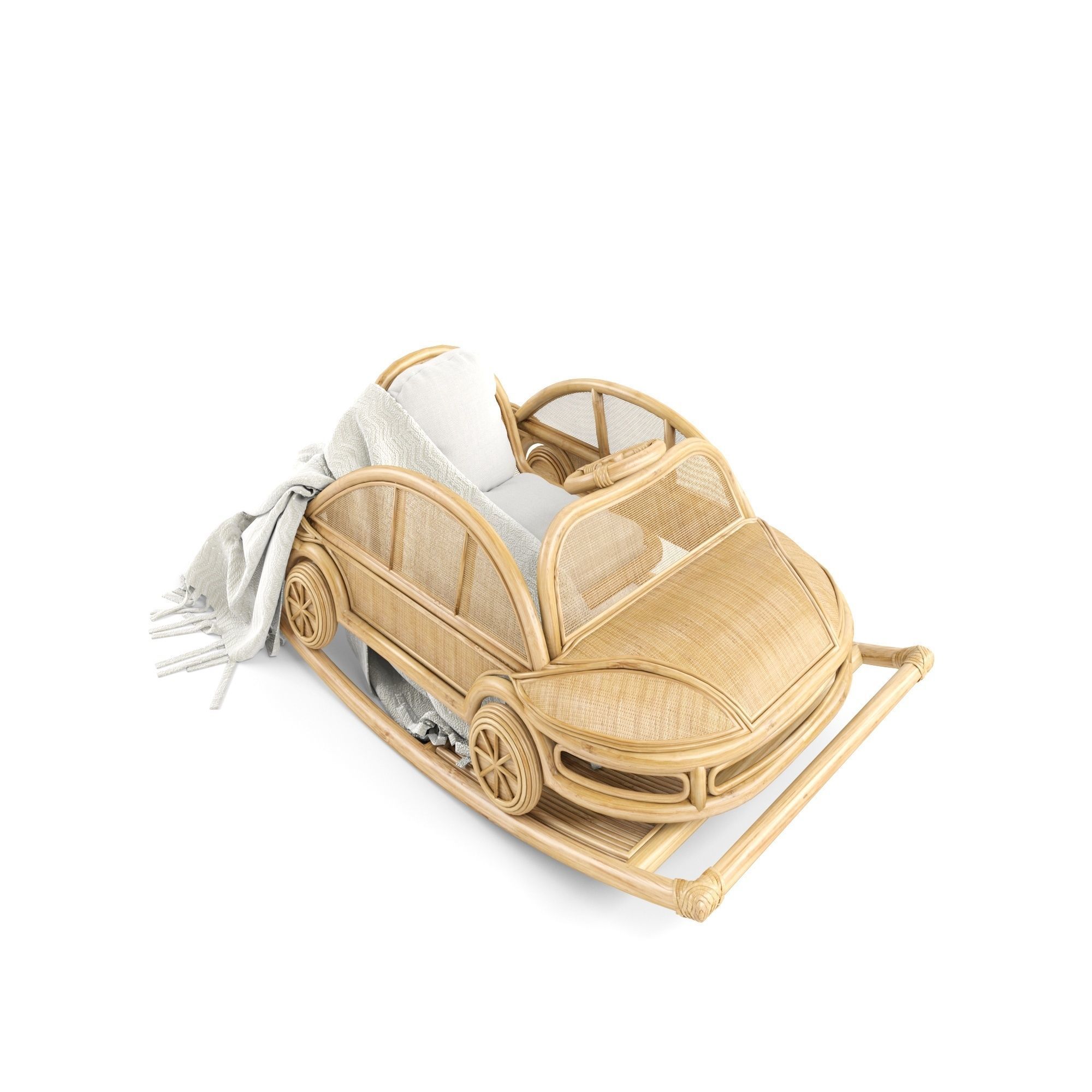 Kids Rattan VW rocking car 3D model | CGTrader