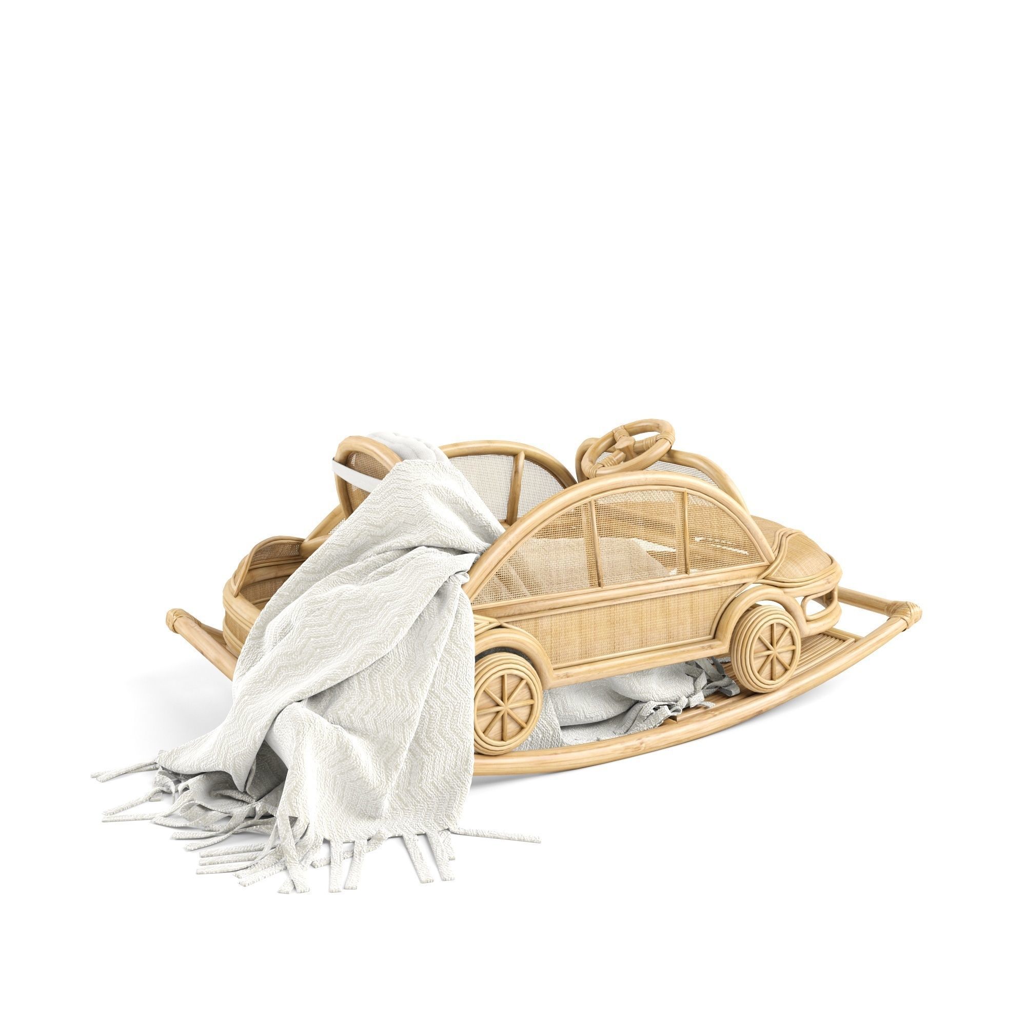 Kids Rattan VW rocking car 3D model | CGTrader