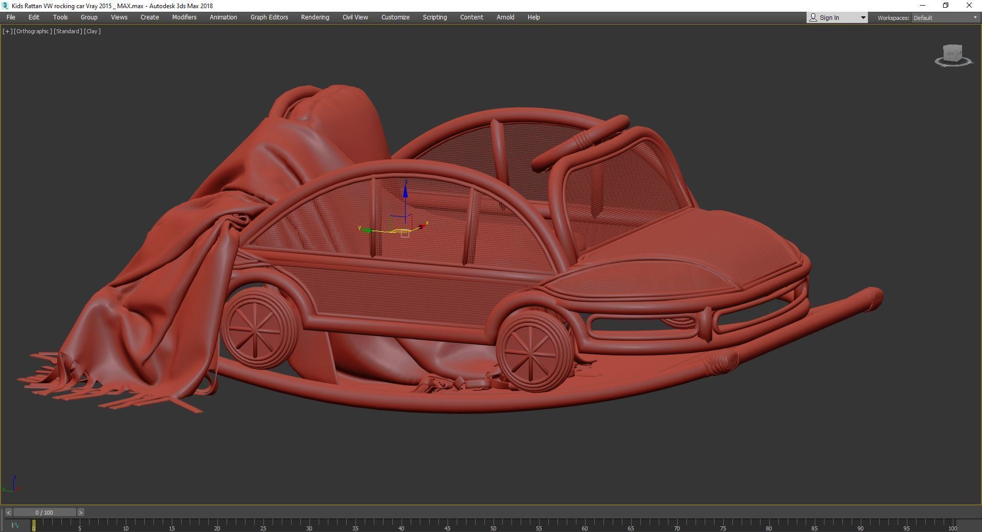 Kids Rattan VW rocking car 3D model | CGTrader