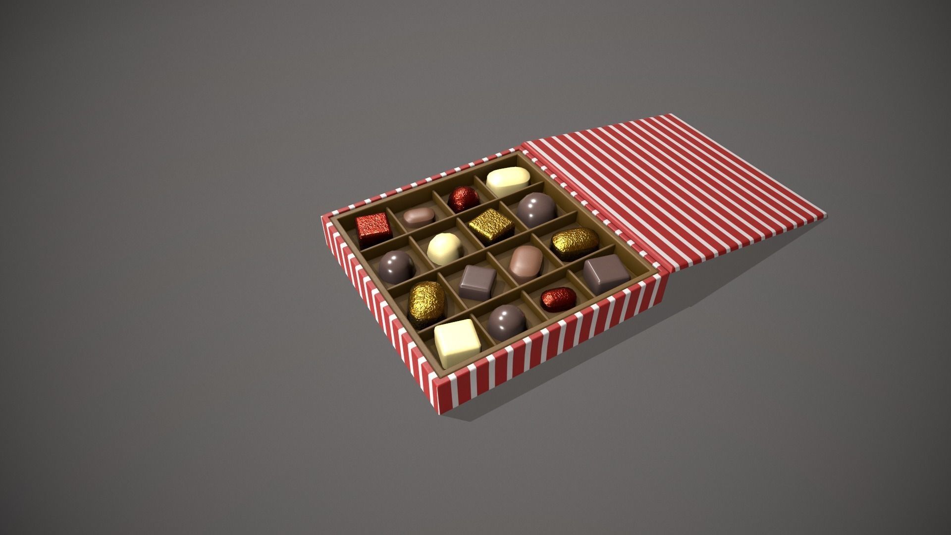 3D model Christmas Red and White Striped Box of Mixed Chocolates VR ...
