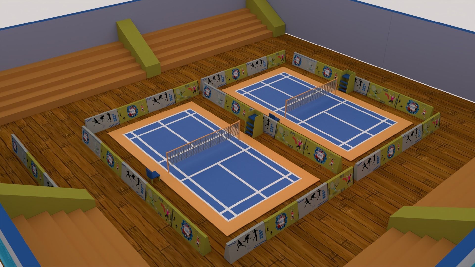 3D model Cartoonish Badminton Court 3D Model VR / AR / low-poly | CGTrader