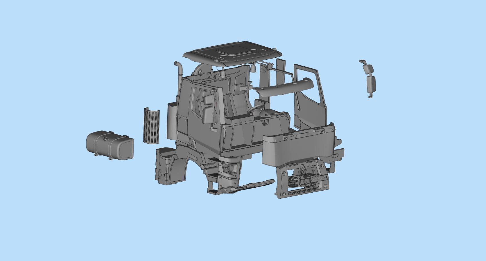 French 3D print Truck Cab series K 3 RC car body 3D model 3D printable ...